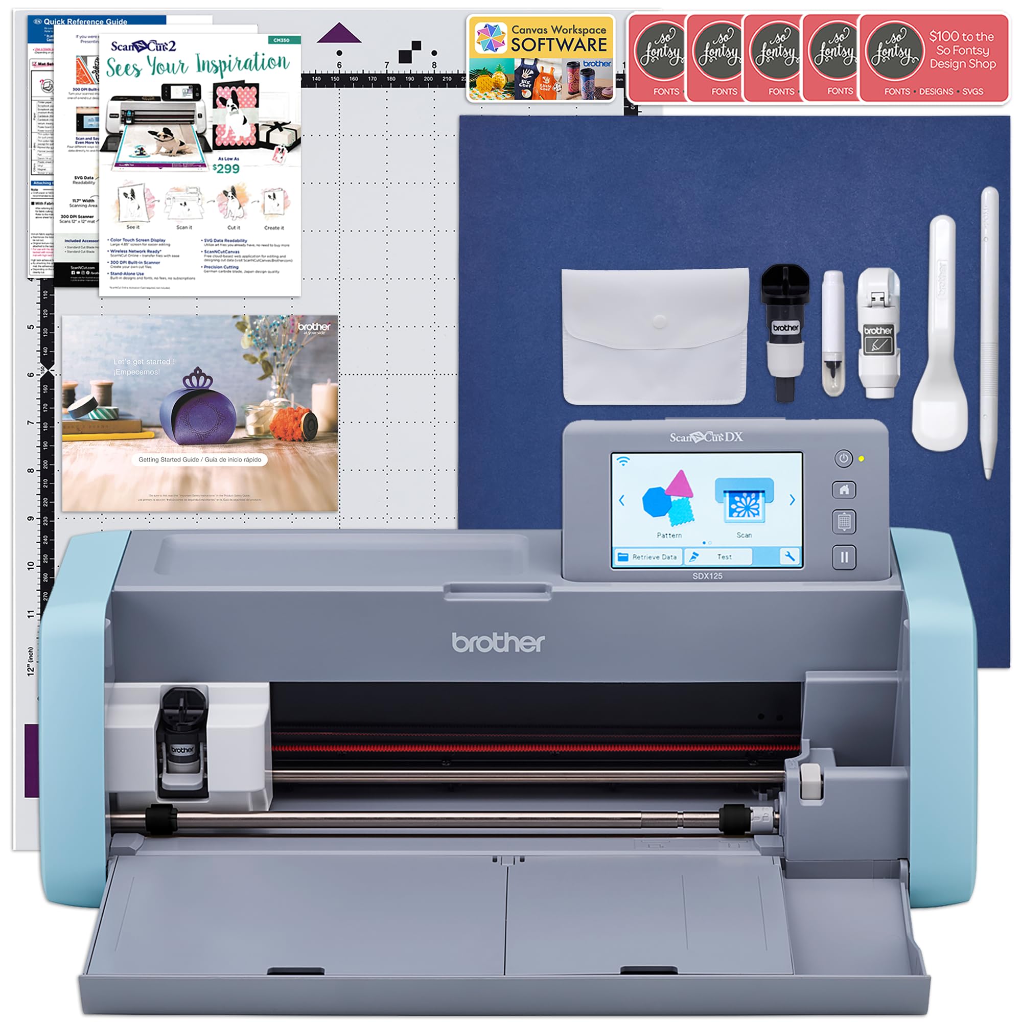 Amazon.com: Brother ScanNcut SDX125E Wireless Cutting Machine Bundle ...