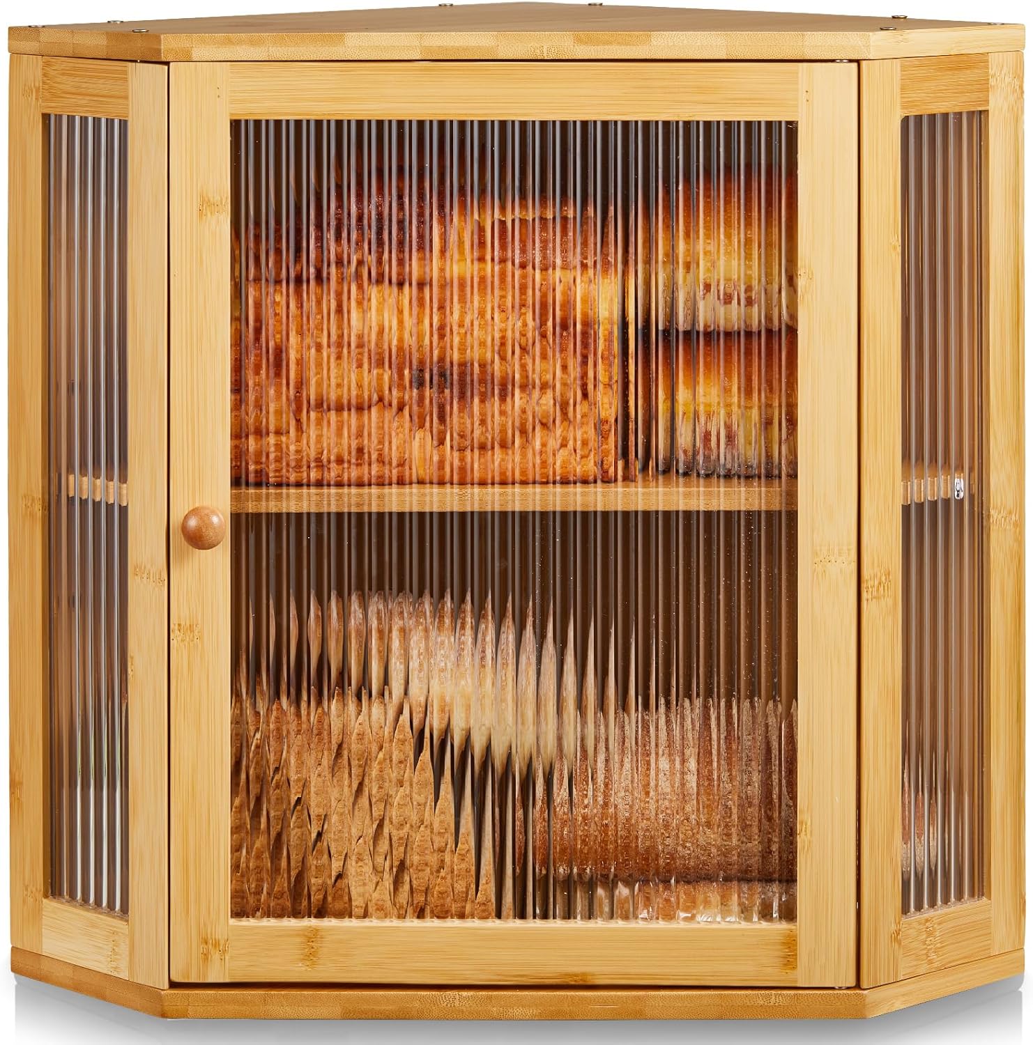 Amazon.com: BRONYPRO Double Layer Corner Bread Box for Kitchen Counter ...