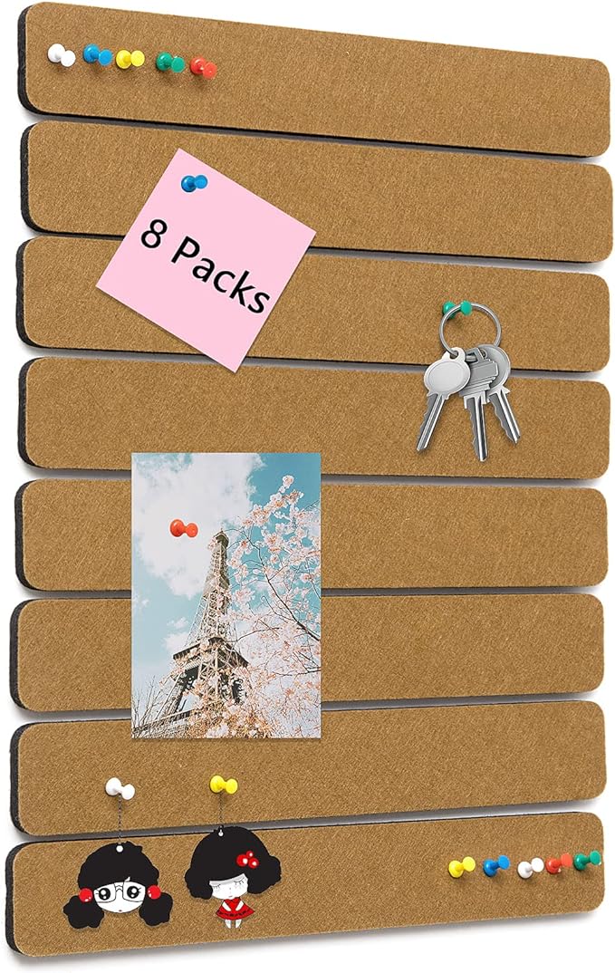 Amazon.com : 8 Pack Felt Pin Board Bar Strips Bulletin Board for ...