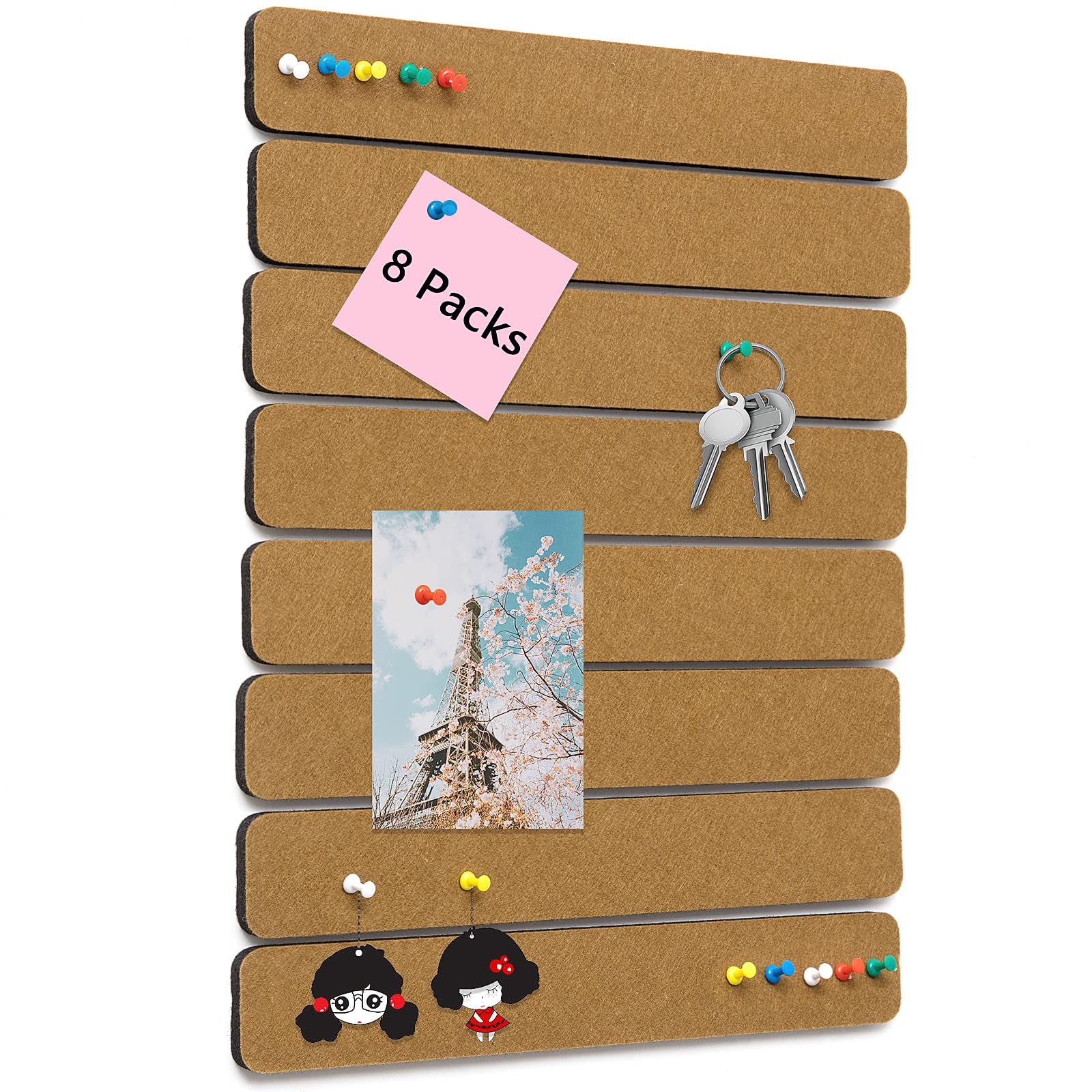 Amazon.com : 8 Pack Felt Pin Board Bar Strips Bulletin Board for ...