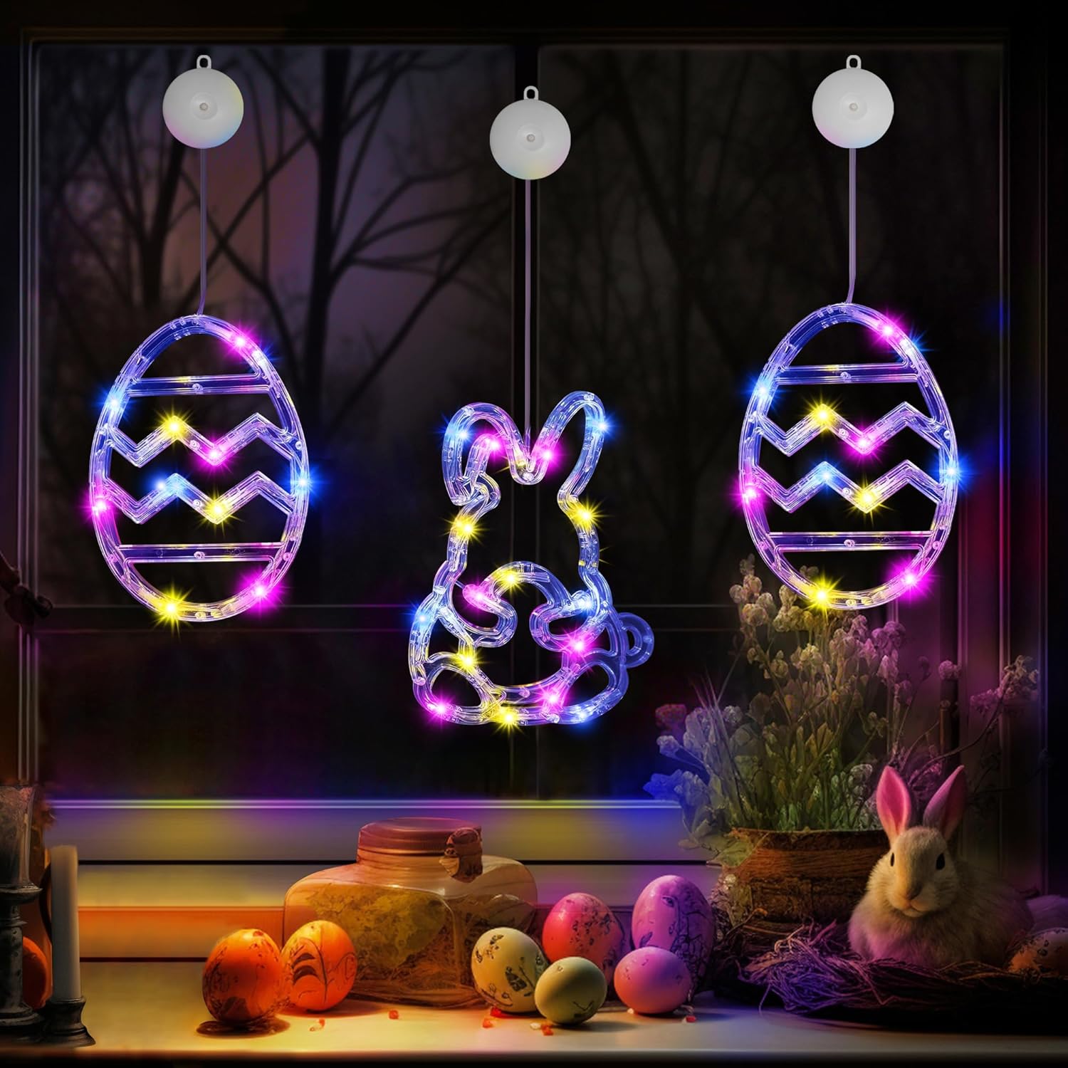 Amazon.com: weillsnow Easter Window Lights, 3 Pack Easter Eggs and a ...