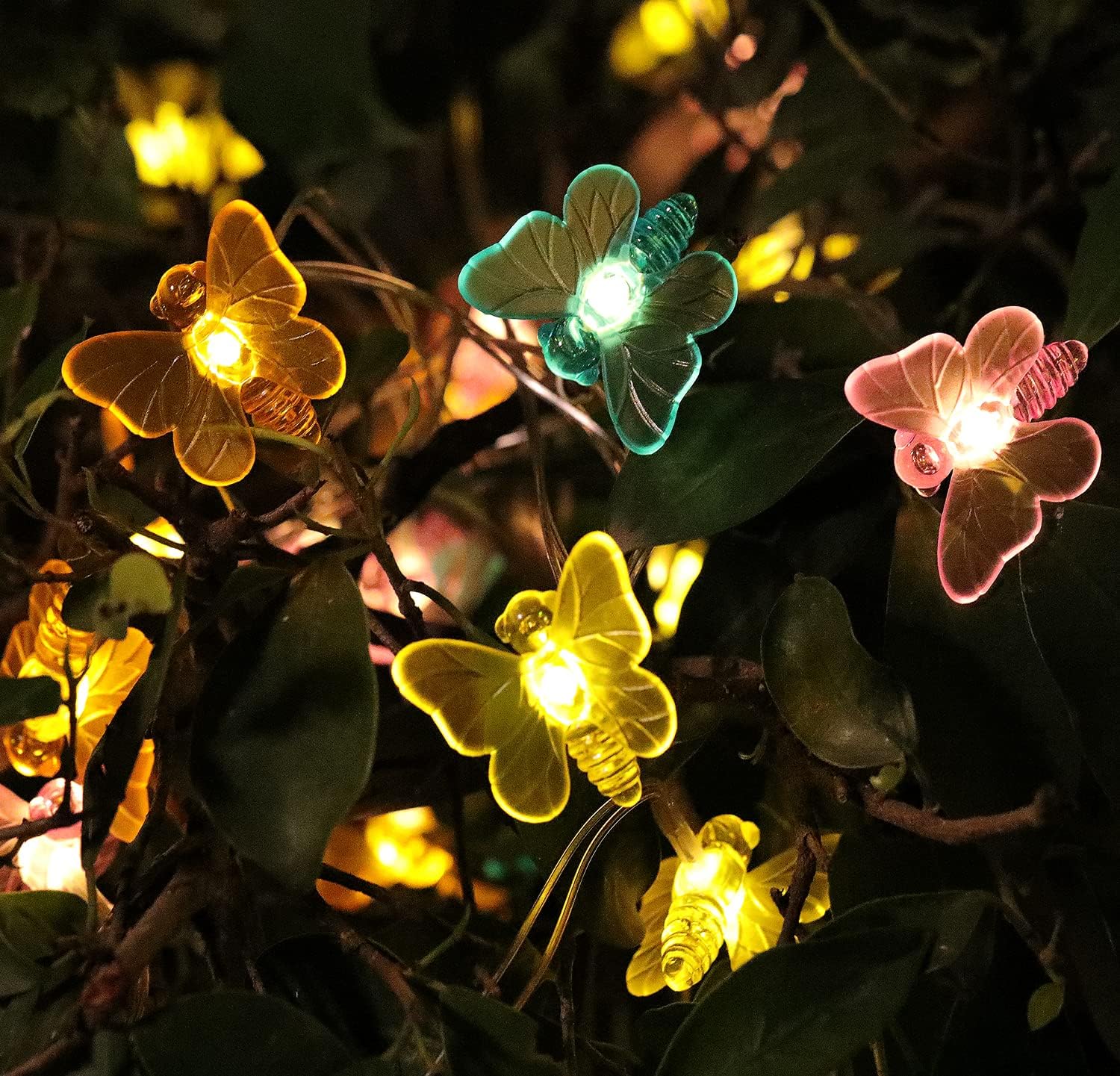 Berocia Butterfly Solar String Lights Outdoor, 12 LED Waterpoof LED ...