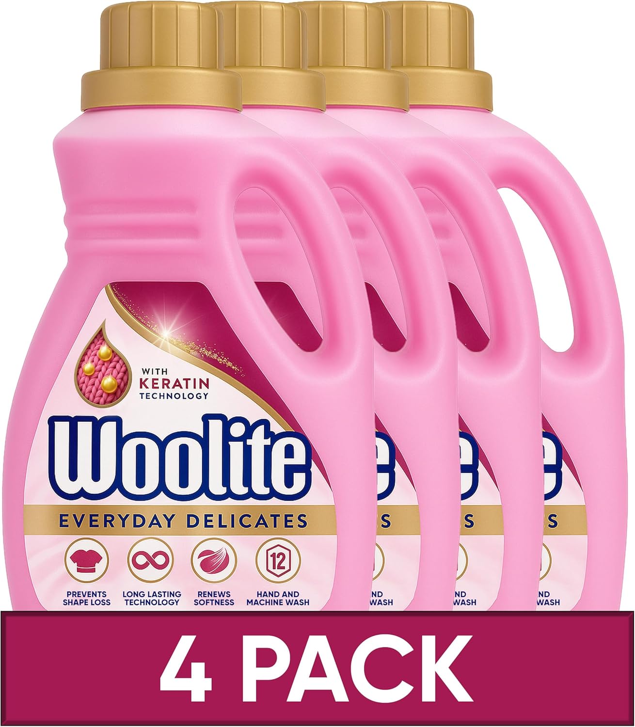 Woolite Laundry Detergent Liquid, 750ml, Pack of 4, For Delicates, Hand ...