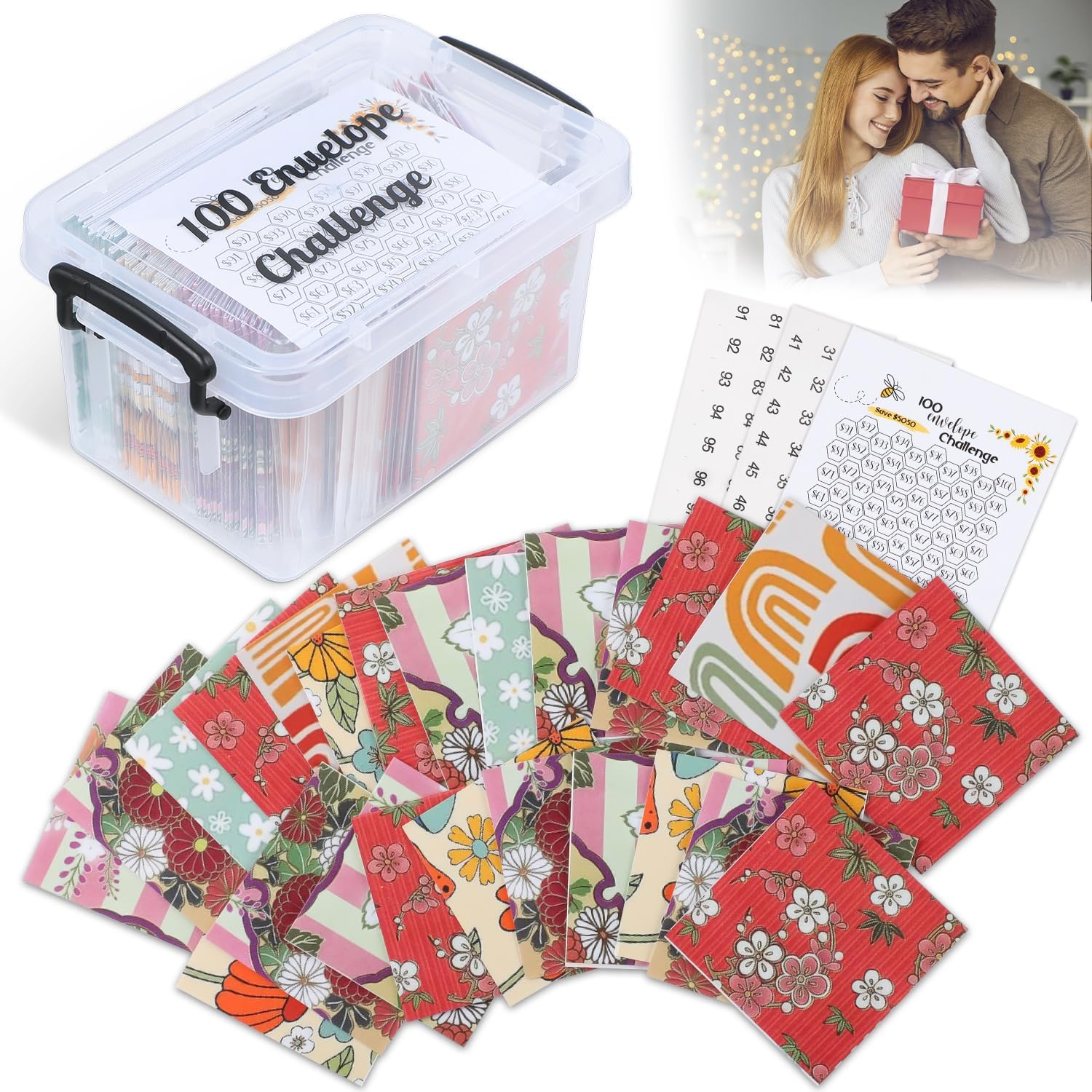Amazon.com: YOUSHEME 100 Envelope Challenge Box Set,Money Saving ...