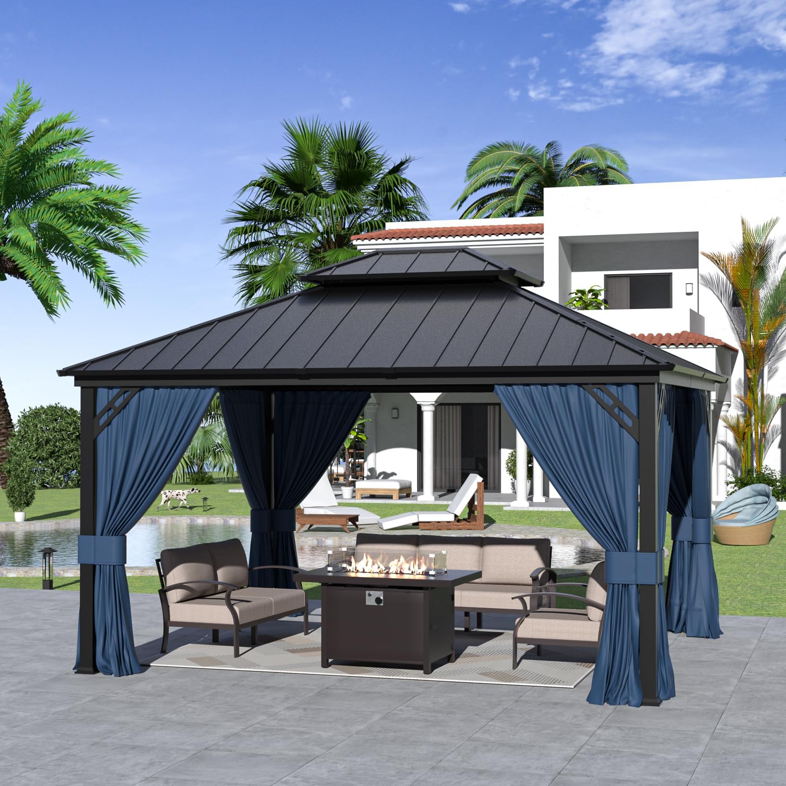 Amazon.com : Kurapika 12' x 14' Hardtop Outdoor Metal Gazebo with ...