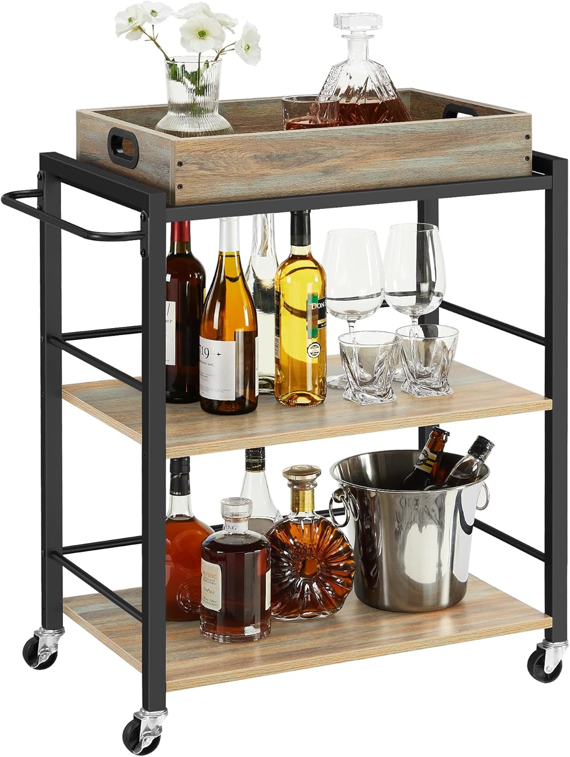 Amazon.com - VASAGLE Kitchen Serving Cart with Removable Tray, 3-Tier ...