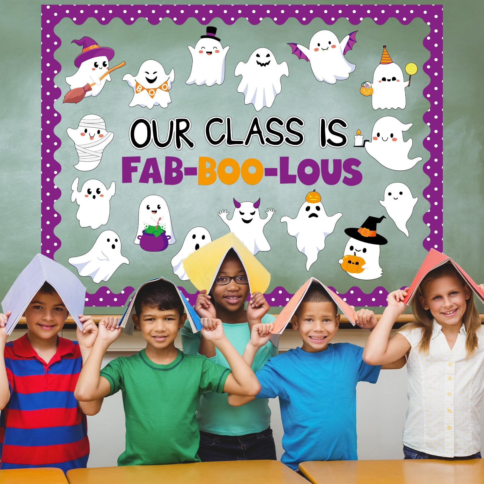 Snapklik.com : Halloween Bulletin Board Decoration Set Cute Ghost Paper ...