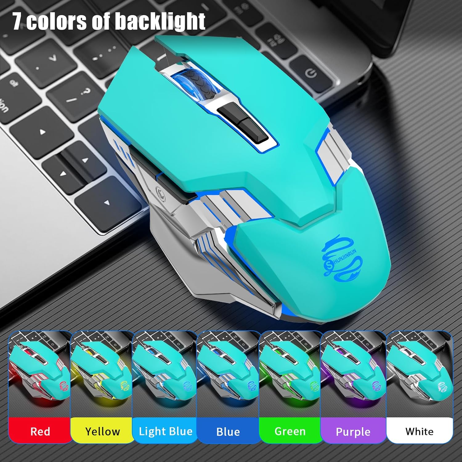 Green Wireless Mouse Gaming Mice Bluetooth with 3-Modes(BT5.0+BT3.0+2 ...