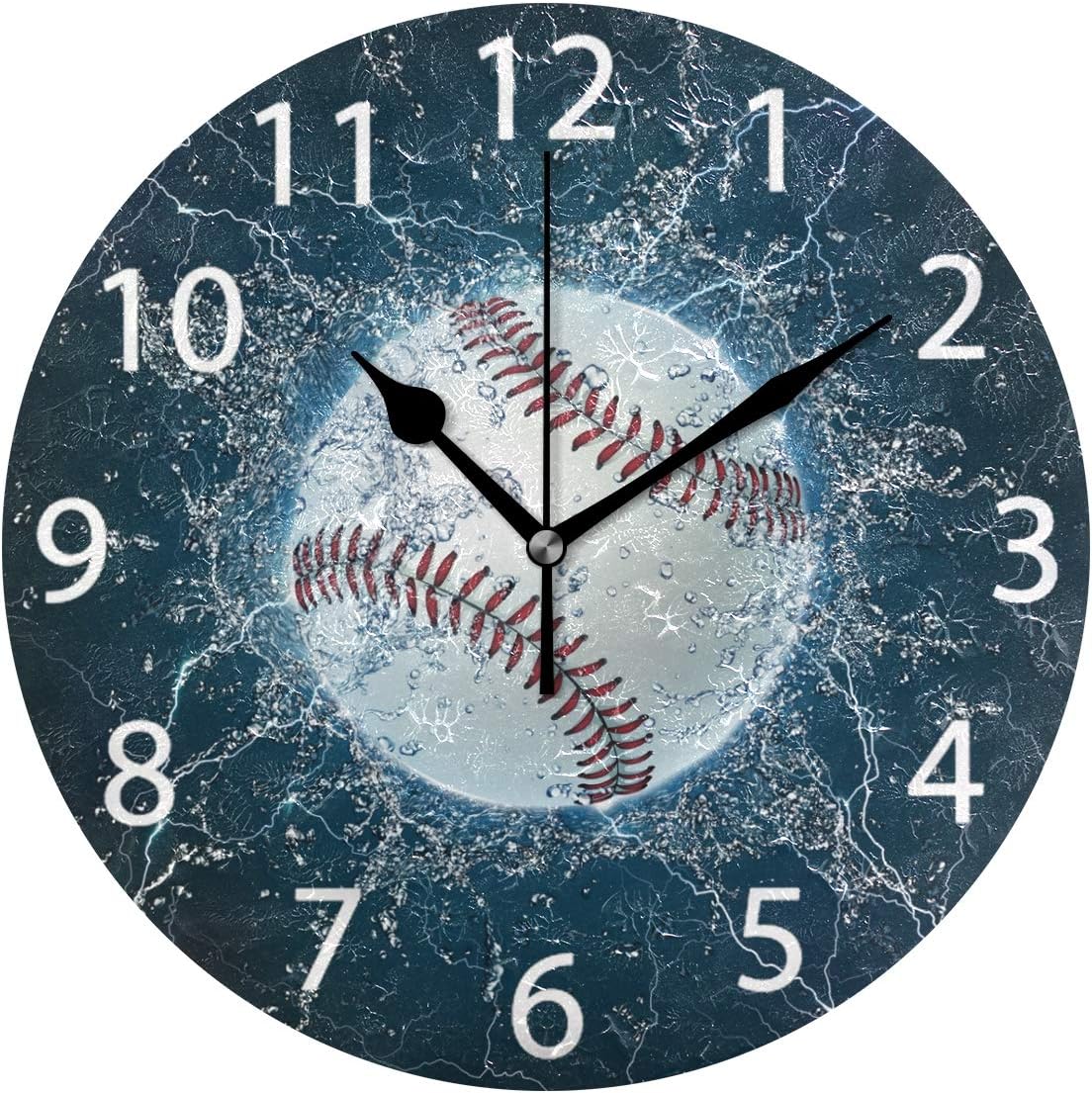 Amazon.com: JUSTIME 12 Inch Vintage Brushed Design Baseball Wall Clock ...