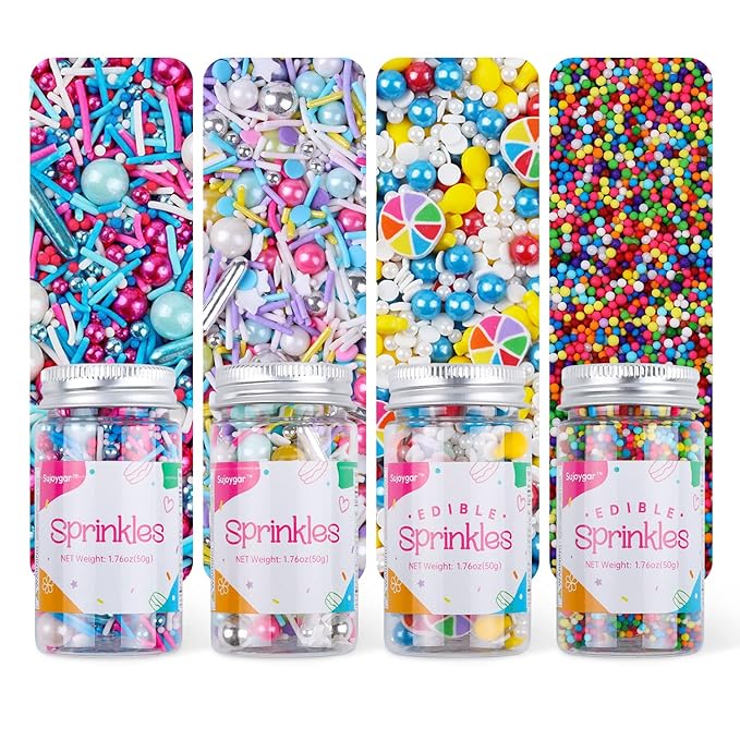 Amazon.com: Sprinkles for Cake Decorating, Fancy Edible Sprinkles Set 4 ...