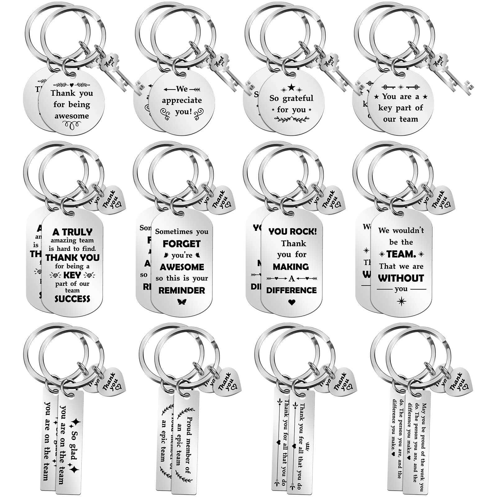 Buy 24 Pcs Office Appreciation Keychains Motivational Coworker Keychain ...