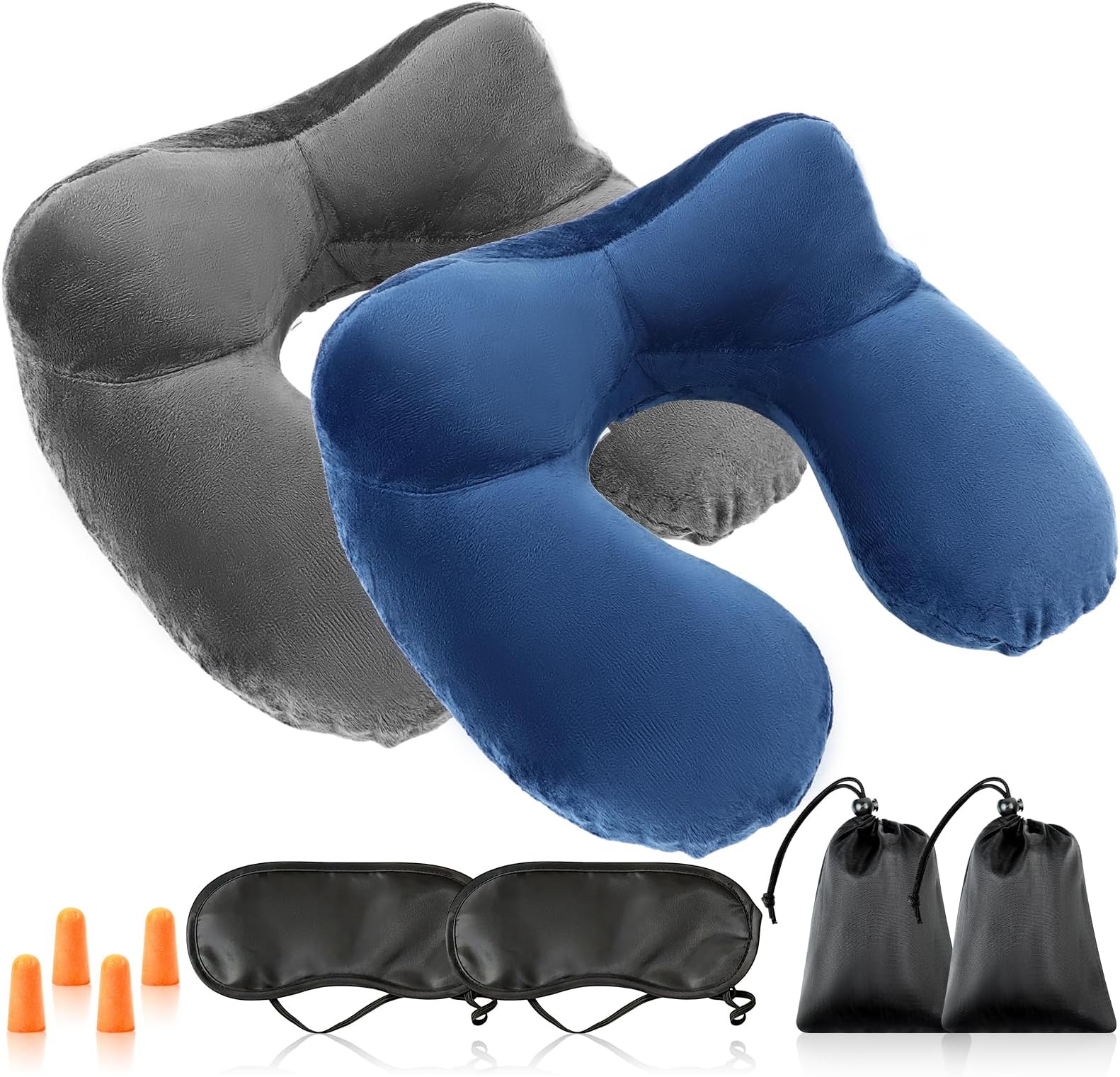 JOLIGAEA Coussin de Voyage Gonflable, 2 Pièces Oreiller de Voyage ...