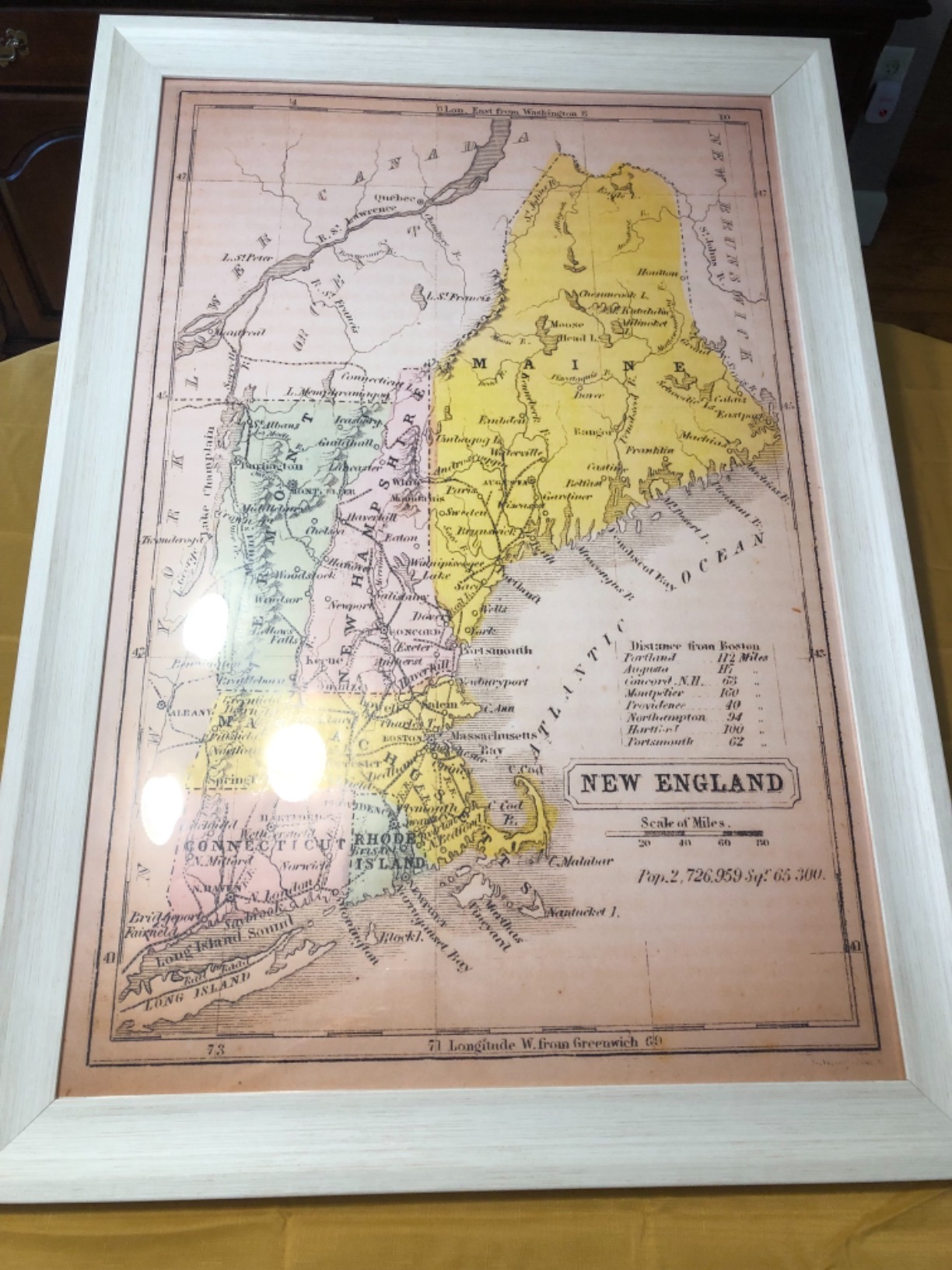 New England States 1852 Vintage Antique Style Map Cool Wall Art Print ...