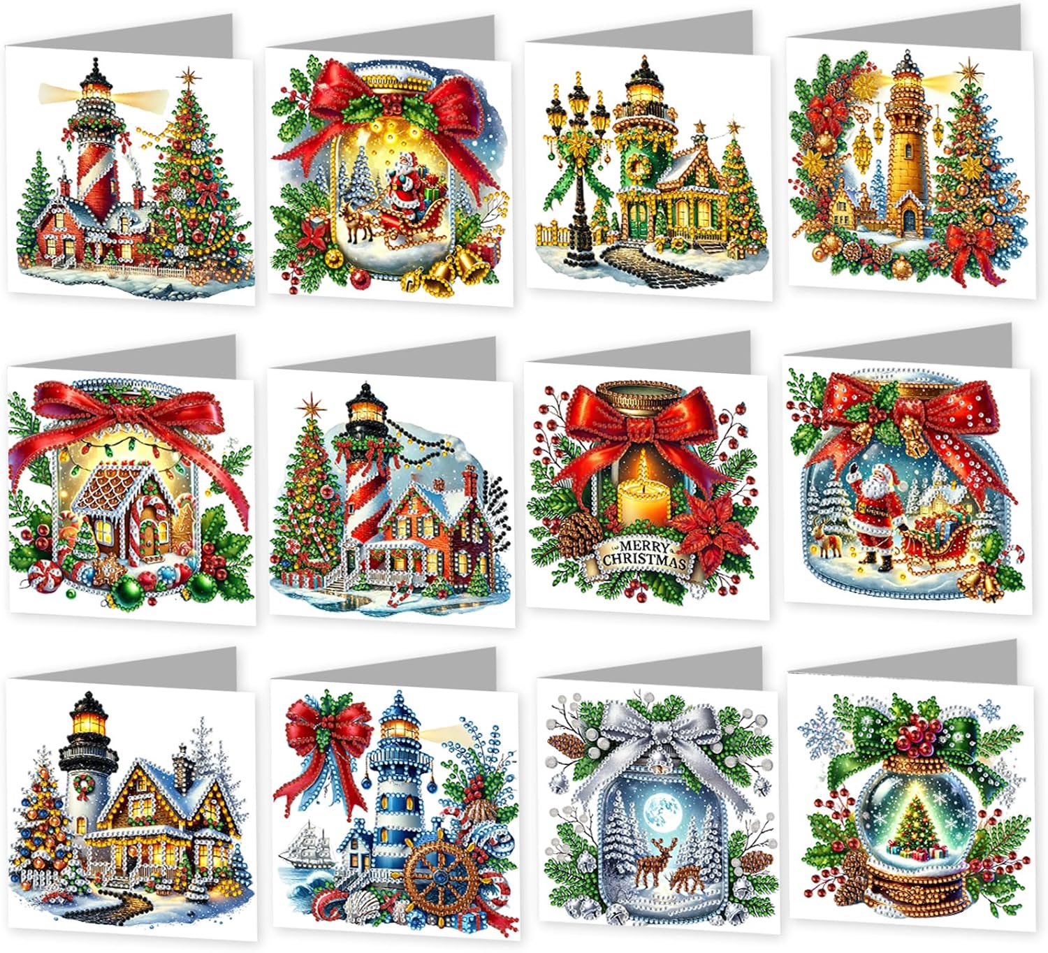 Amazon.com: 12Pack Flower Diamond Painting Greeting Card Kits DIY 5D ...