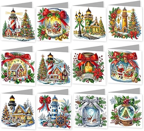 Amazon.com: 12Pack Flower Diamond Painting Greeting Card Kits DIY 5D ...