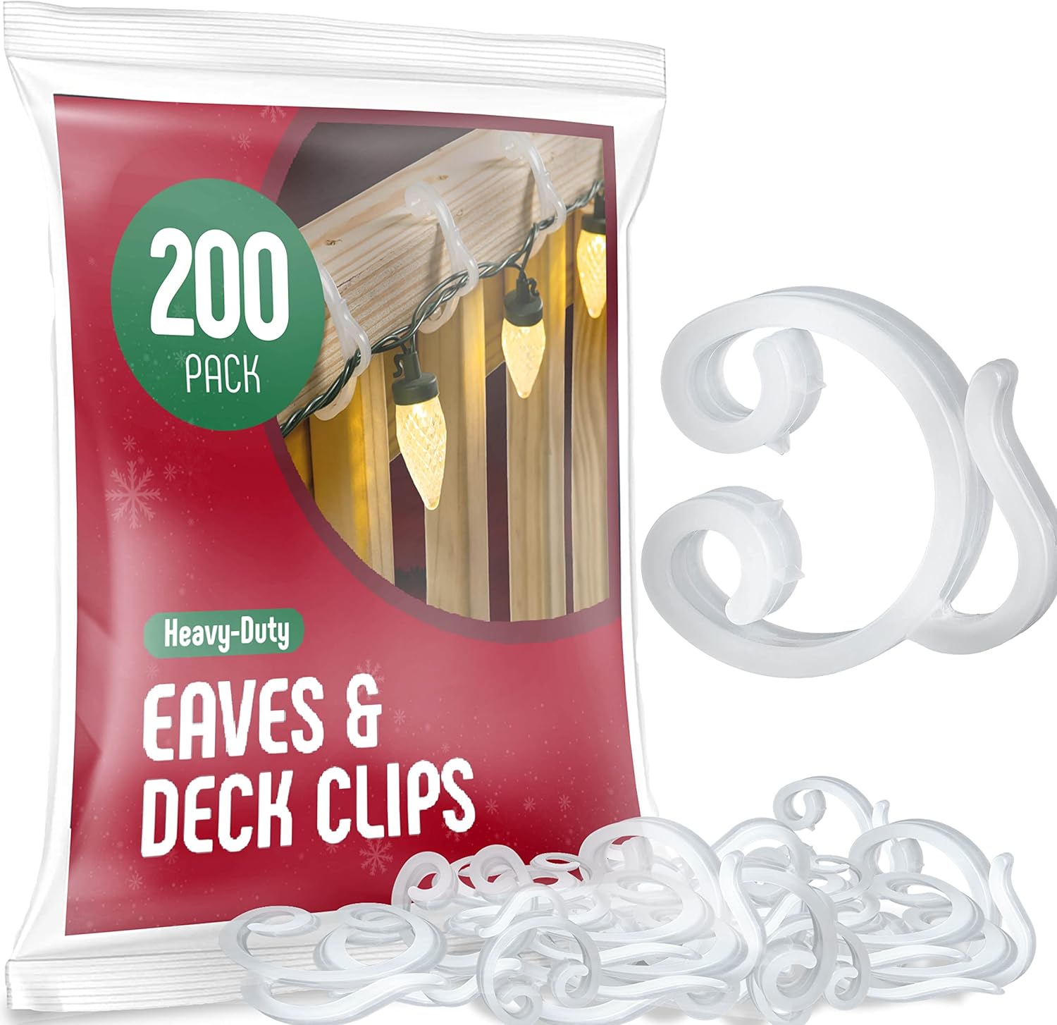Amazon.com: Holiday Light Clips [Set of 200] Deck light Clips - Fascia ...