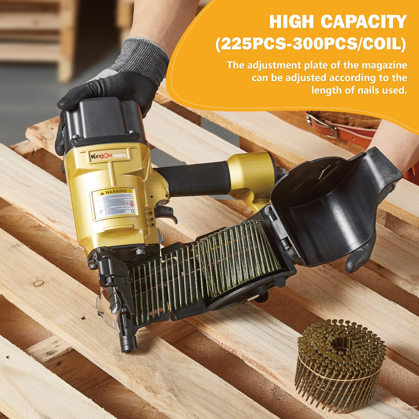 Snapklik.com : Kingou CN80 Coil Nailer Gun For Wooden Pallet Accepts 1. ...