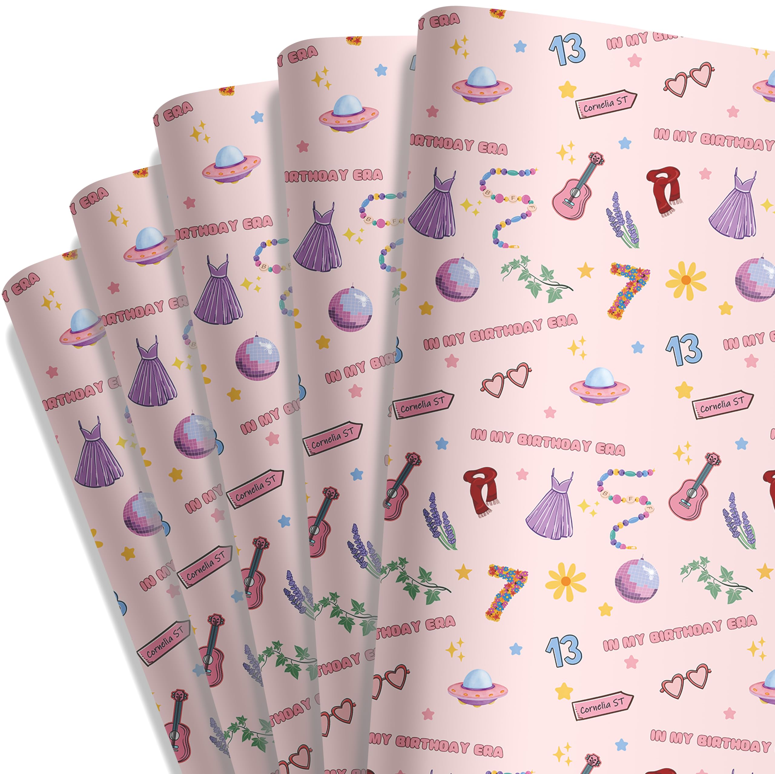 Amazon.com: Bzelkry Singer Themed Gift Wrapping Paper, 5 Sheets Folded ...
