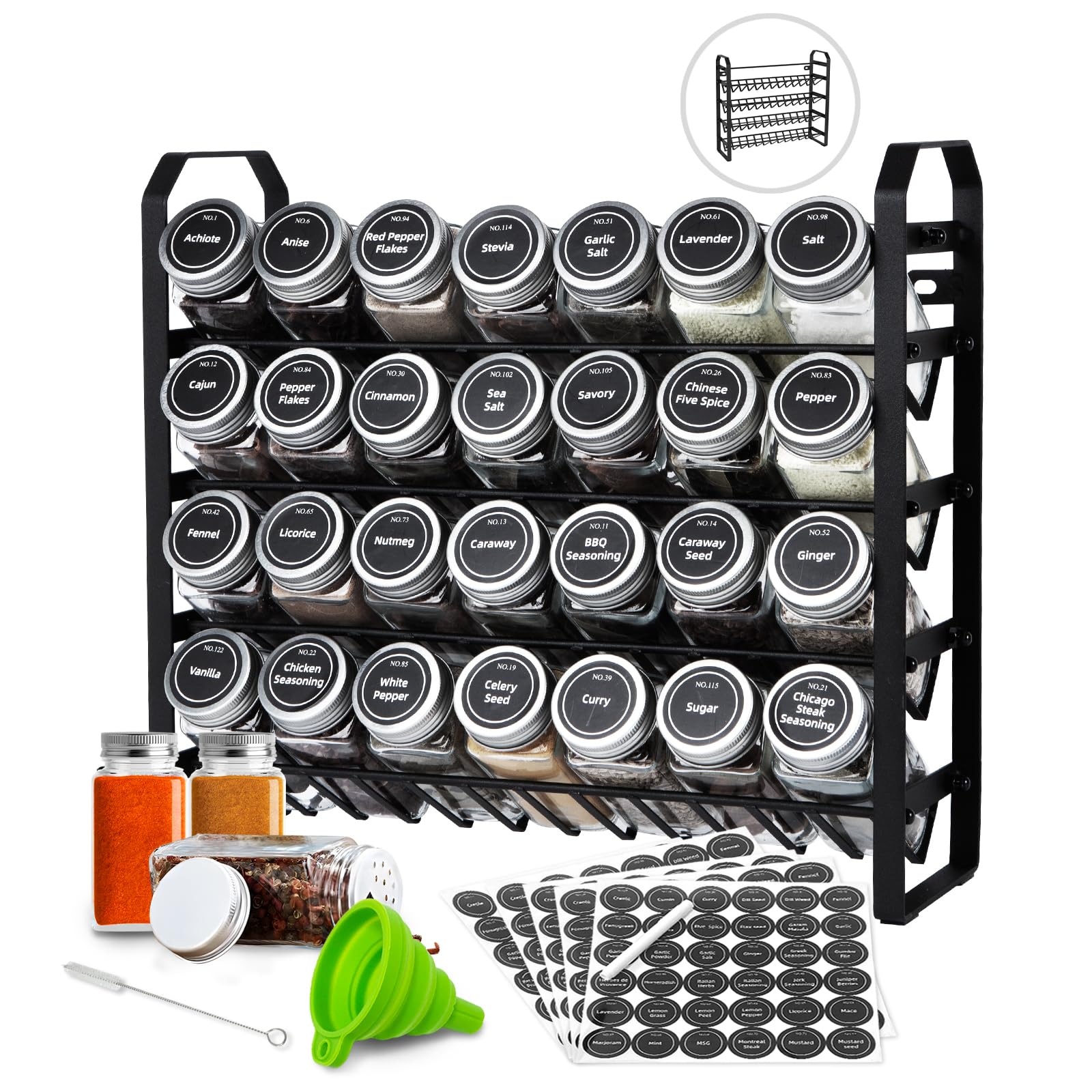 Amazon.com: Spice Rack Organizer for Cabinet,4-Tier Spice Shelf with 28 ...