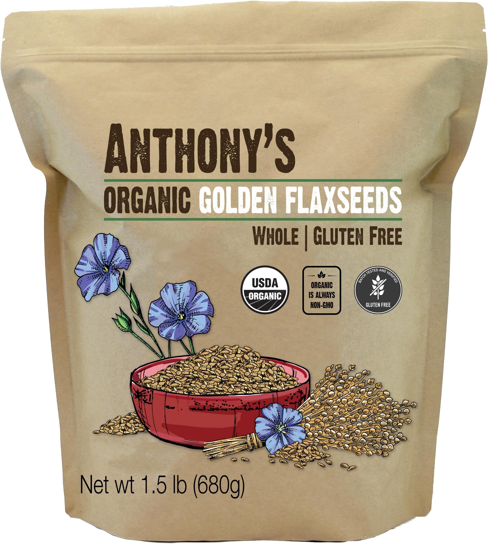 Amazon.com: Organic Whole Golden Flax Seeds | Sproutable | Grown in USA ...