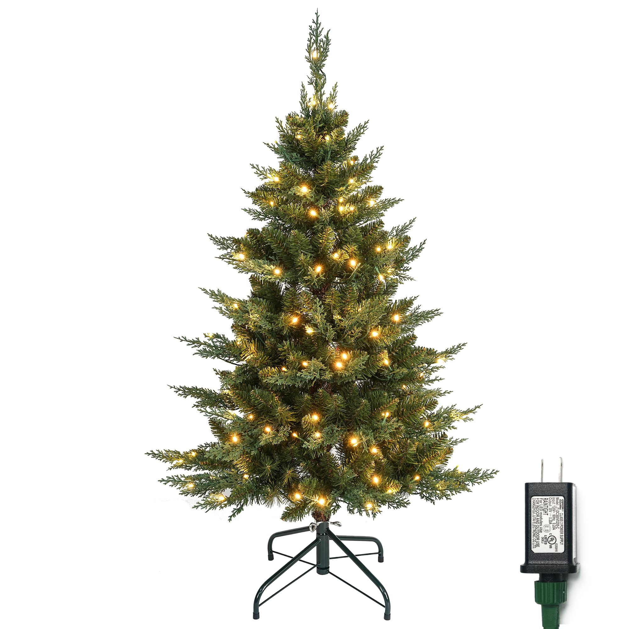 Amazon.com: 4 ft Prelit Christmas Tree with Cypress Leaf 150 LED Lights ...