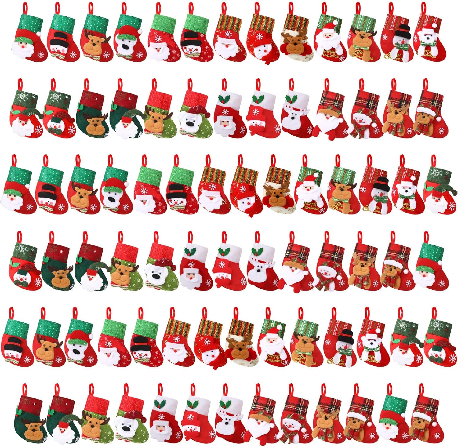 Amazon.com: Leitee 80 Pieces Christmas Stockings Mini Xmas Hanging ...