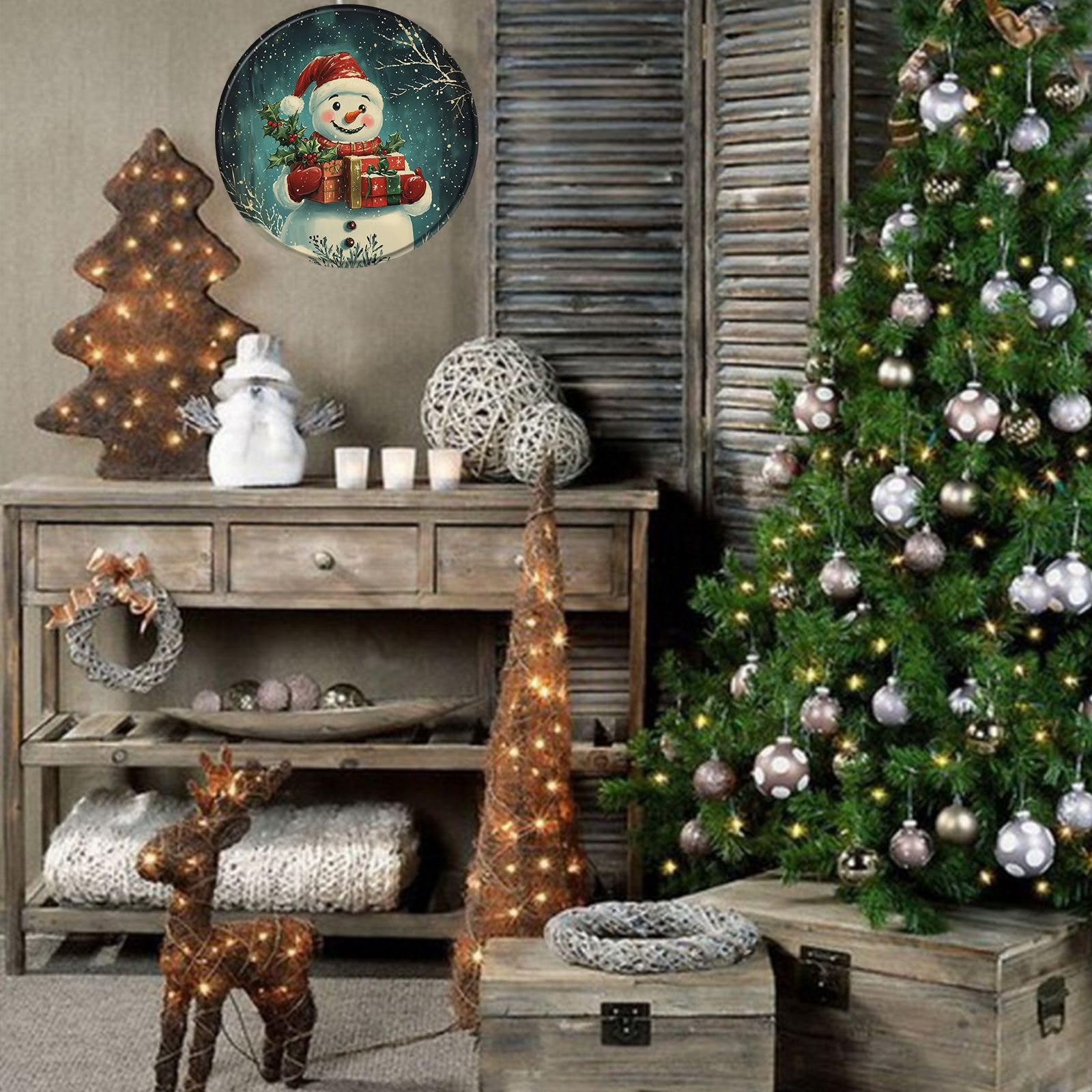Snapklik.com : Snowsun Metal Signs Snowman And Gift Christmas Tin Sign ...