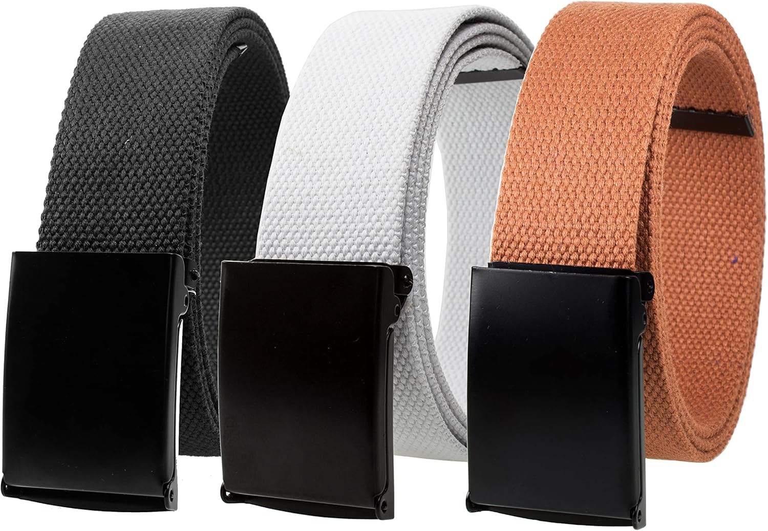 Gelante Fully Adjustable Canvas Web Belt with Black Flip Top Buckle 50 ...