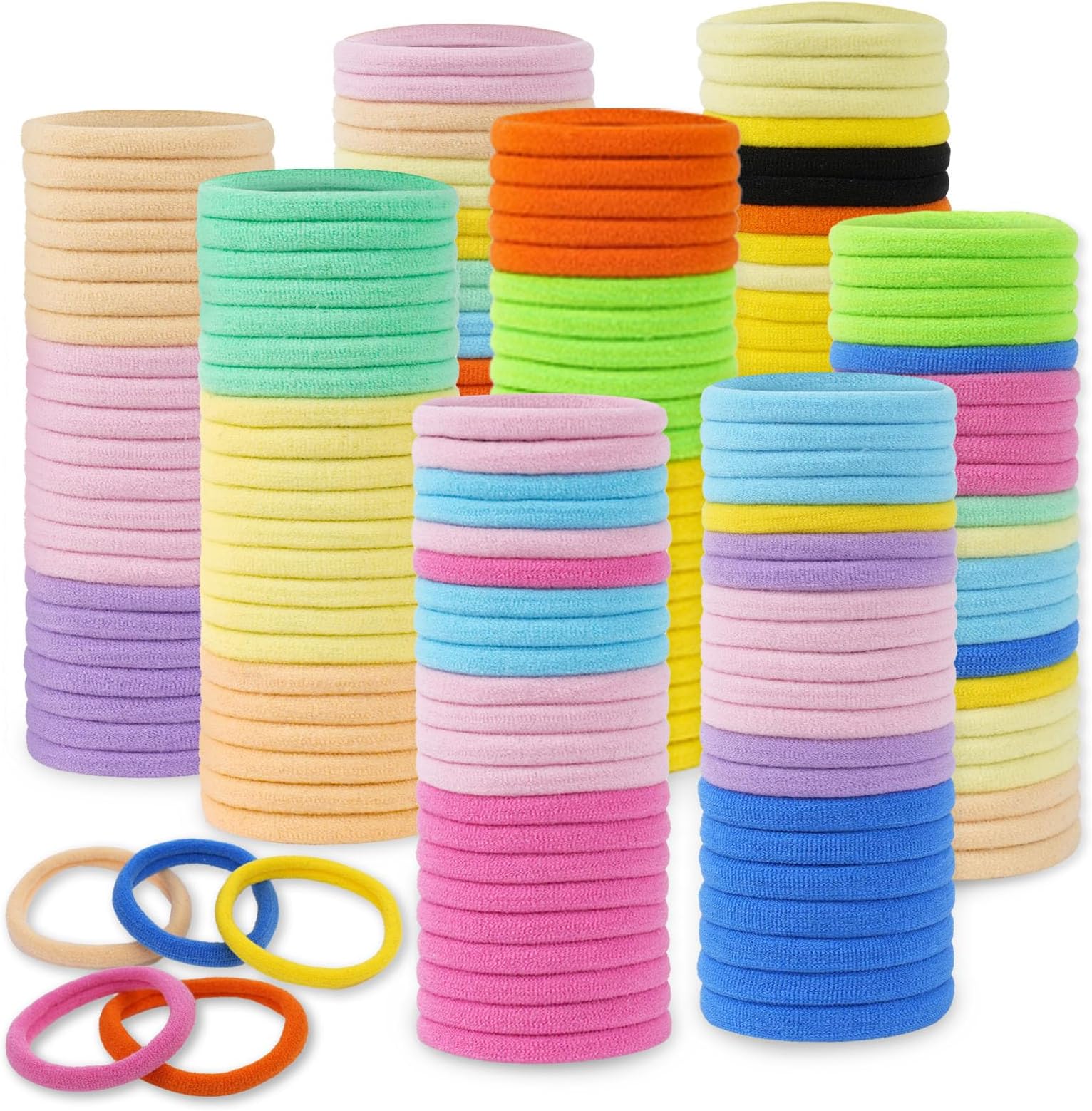 Amazon.com : FVOLREM 100 PCS Hair Ties, Hair Ties No Damage, Ponytail ...
