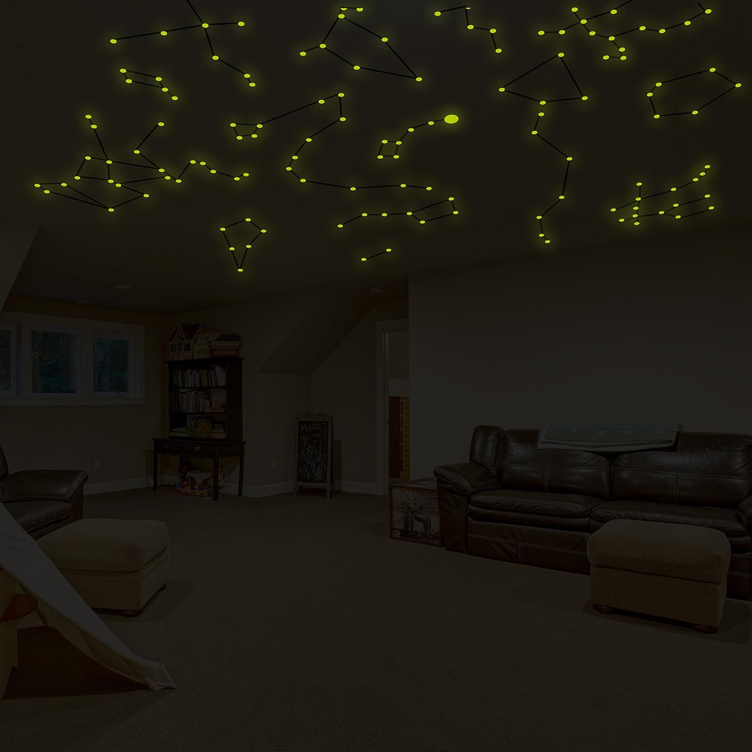Amazon.com: (79" x 52") Glowing Vinyl Ceiling Decal Star Map with Color ...