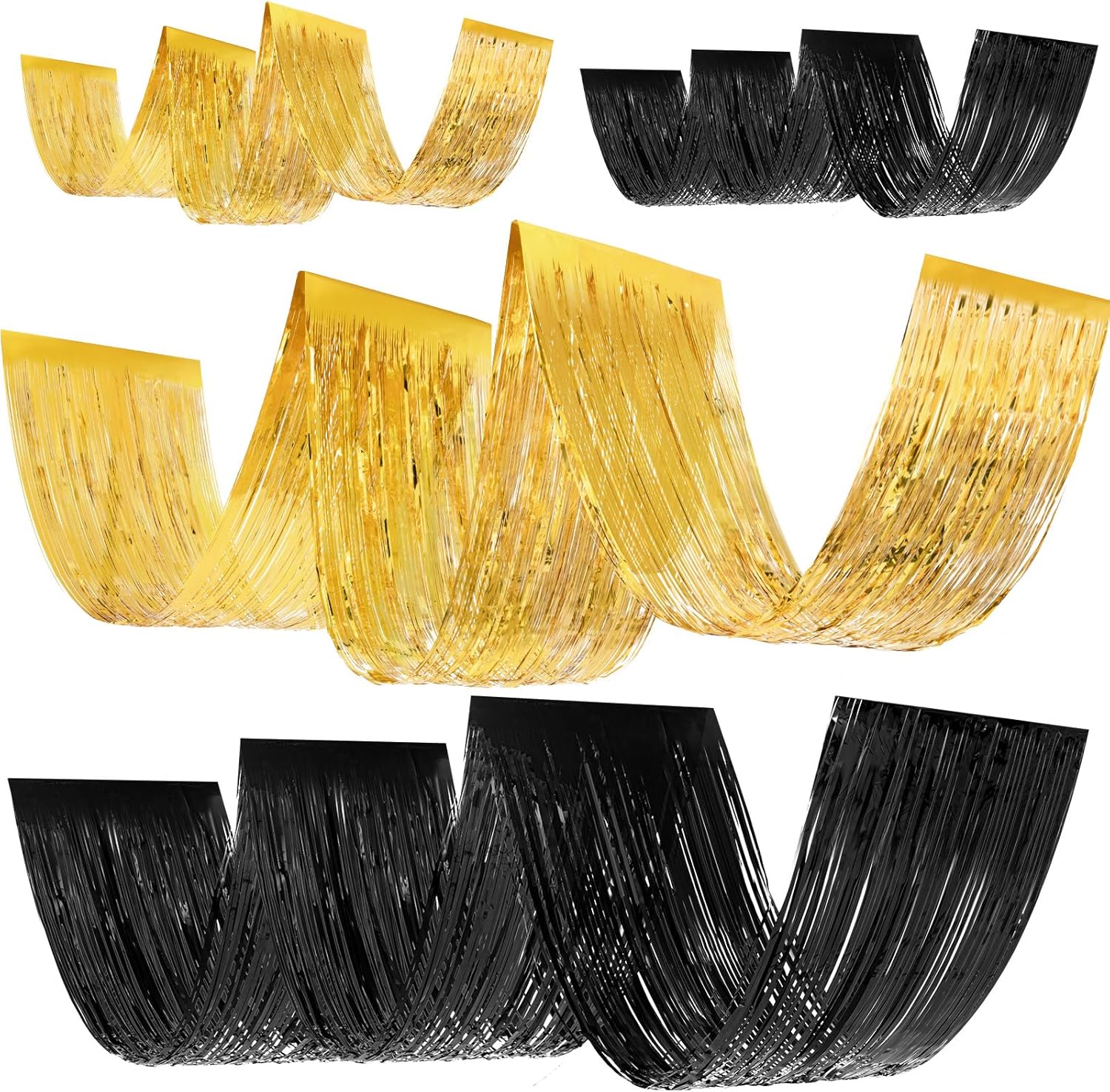 Amazon.com: Breling 4 Pcs 15ft Metallic Foil Ceiling Fringe Curtains ...