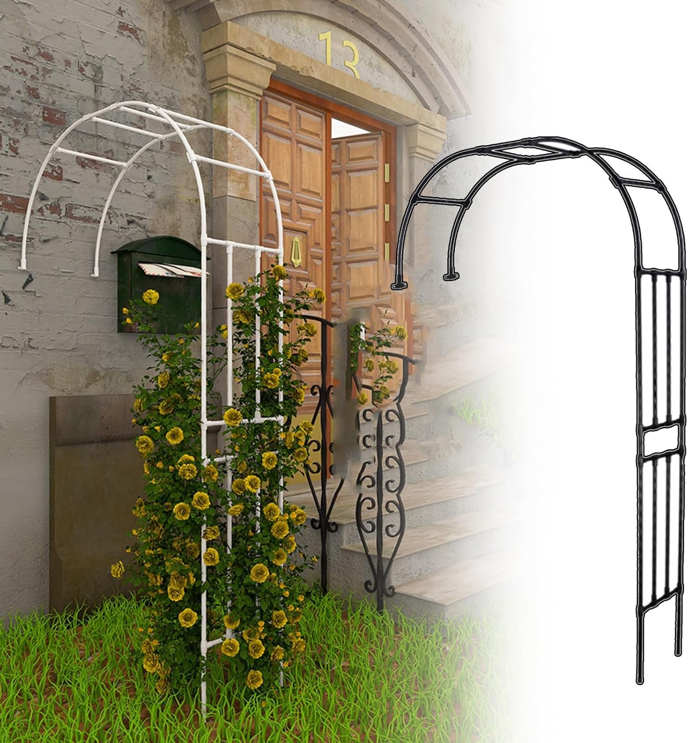 YAVYAV 240cm Garden Half-side Arch, Heavy-duty Half-arch Rose Arch ...