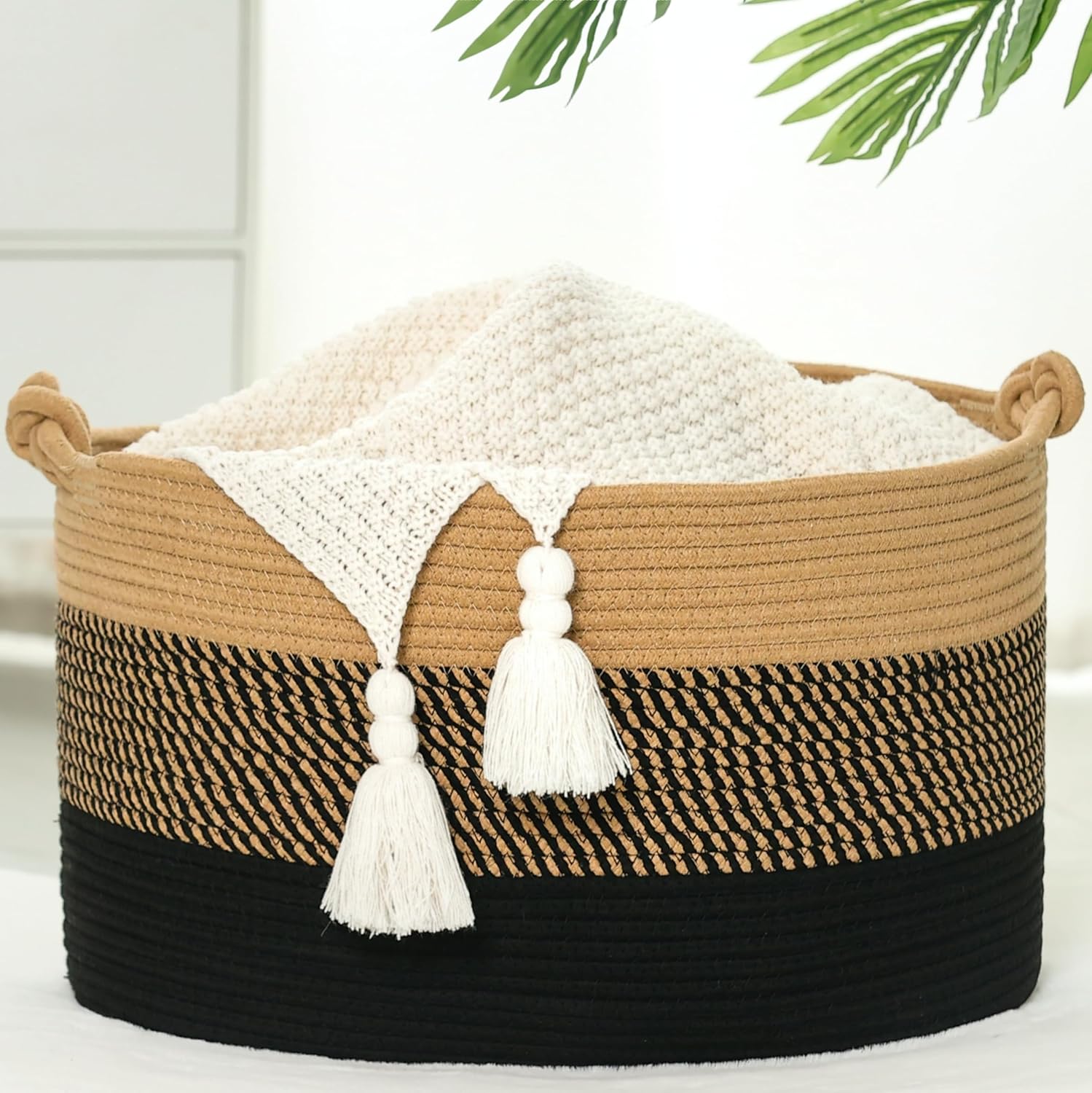 Amazon.com: Norheirui Blanket Basket 20”x13”x11”,Large Woven Basket for ...