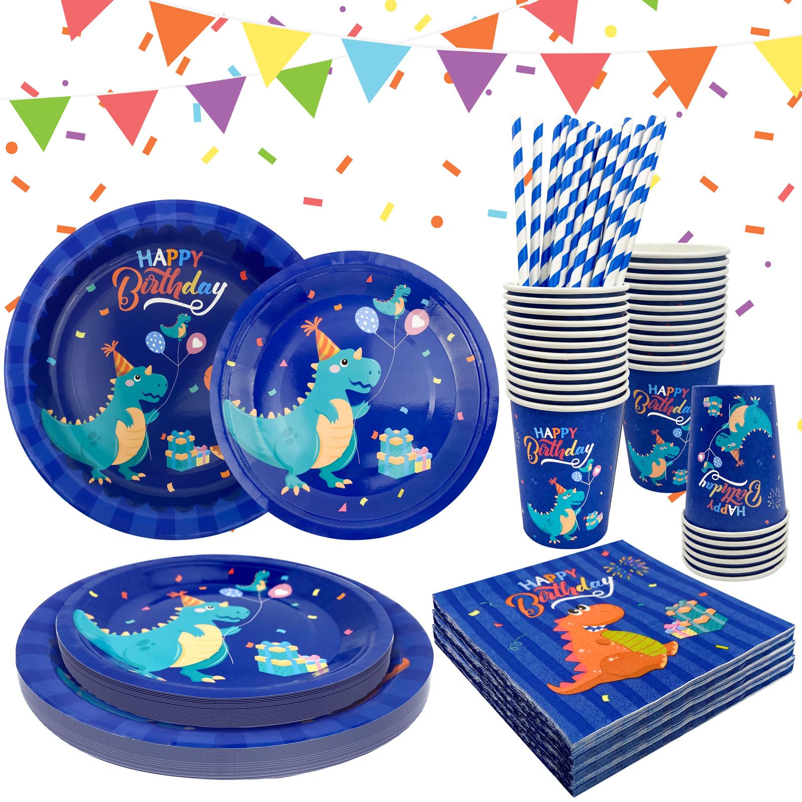 Amazon.com: MIG4U 120PCS Dinosaur Plates for Birthday Party Decorations ...