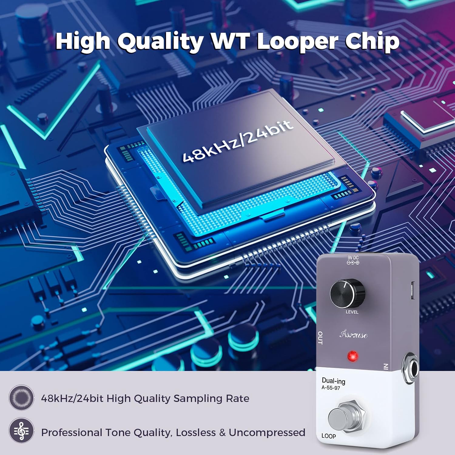 Asmuse Looper Guitar Effect Pedal 5 Minutes Recording Unlimited ...