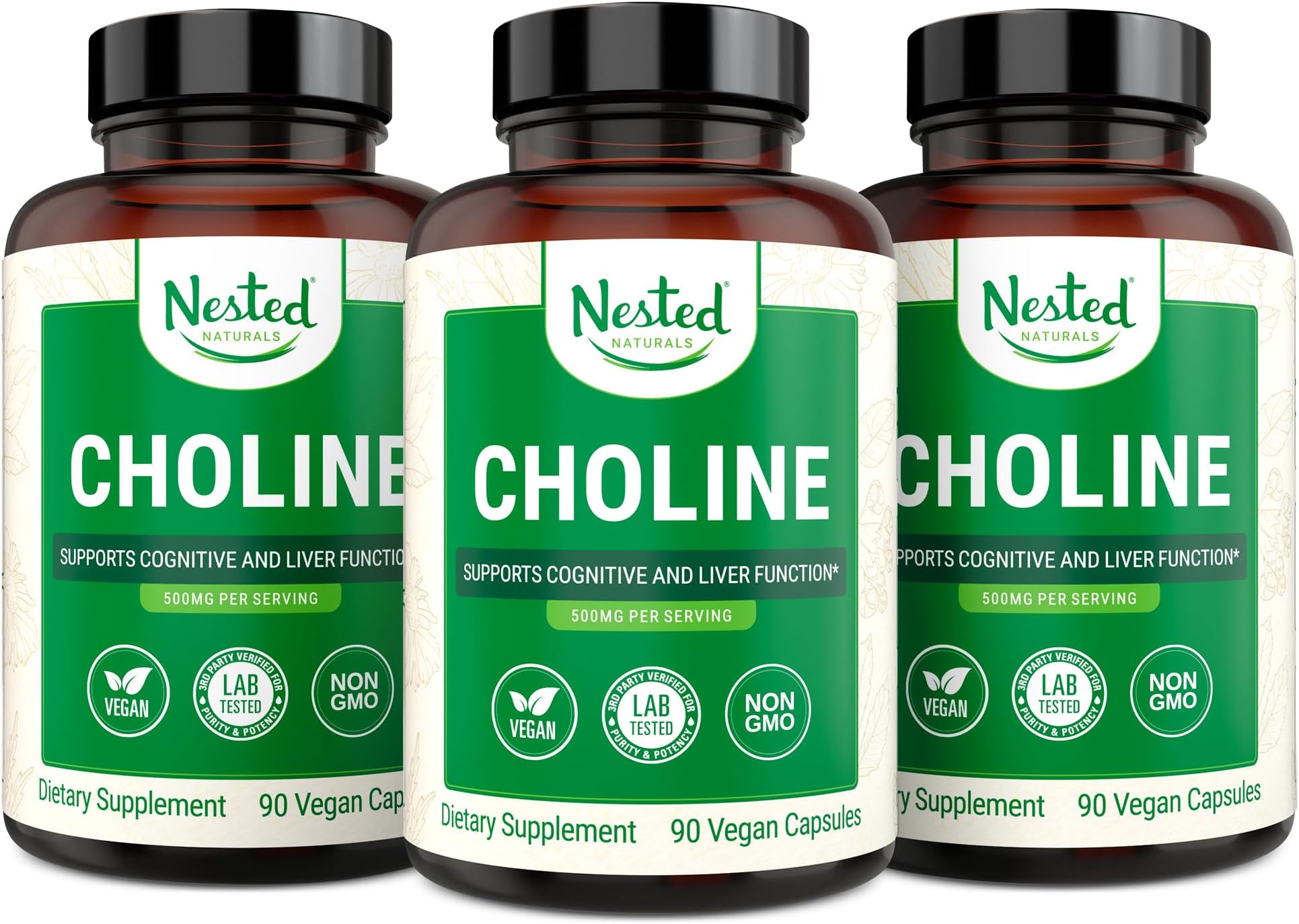 Amazon.com: Nested Naturals Choline Bitartrate 500mg | High Potency ...