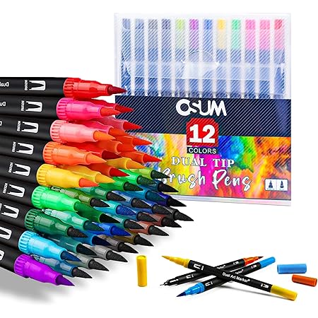Colouring pens, Surcotto 24 Colours Dual Brush Pens Felt tip Pens ...