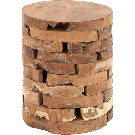 Amazon.com: Deco 79 Contemporary Teak Wood Accent Table/Stool, 14"W x ...