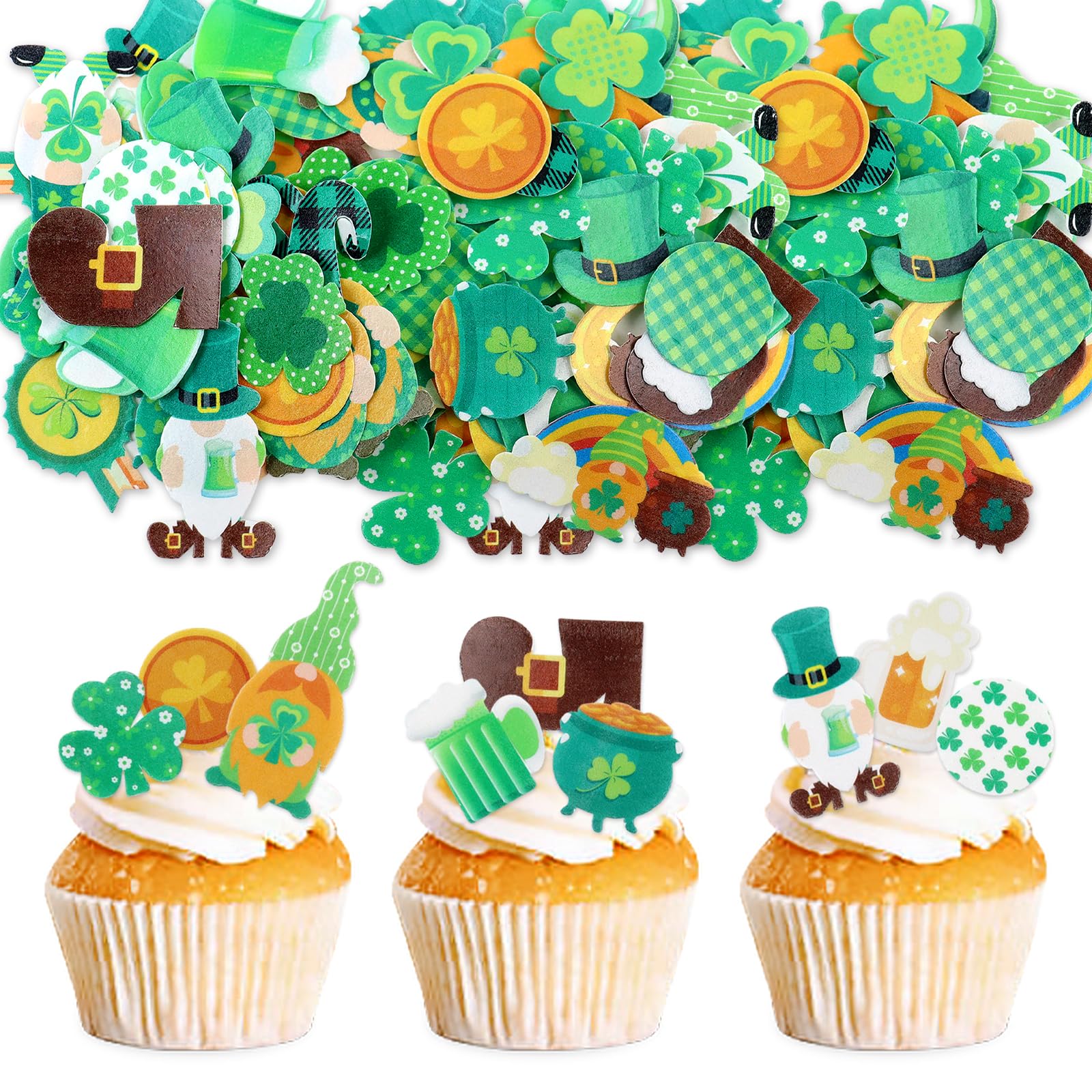 Amazon.com: Ercadio 80 Pack Edible Happy St Patrick's Day Cupcake ...