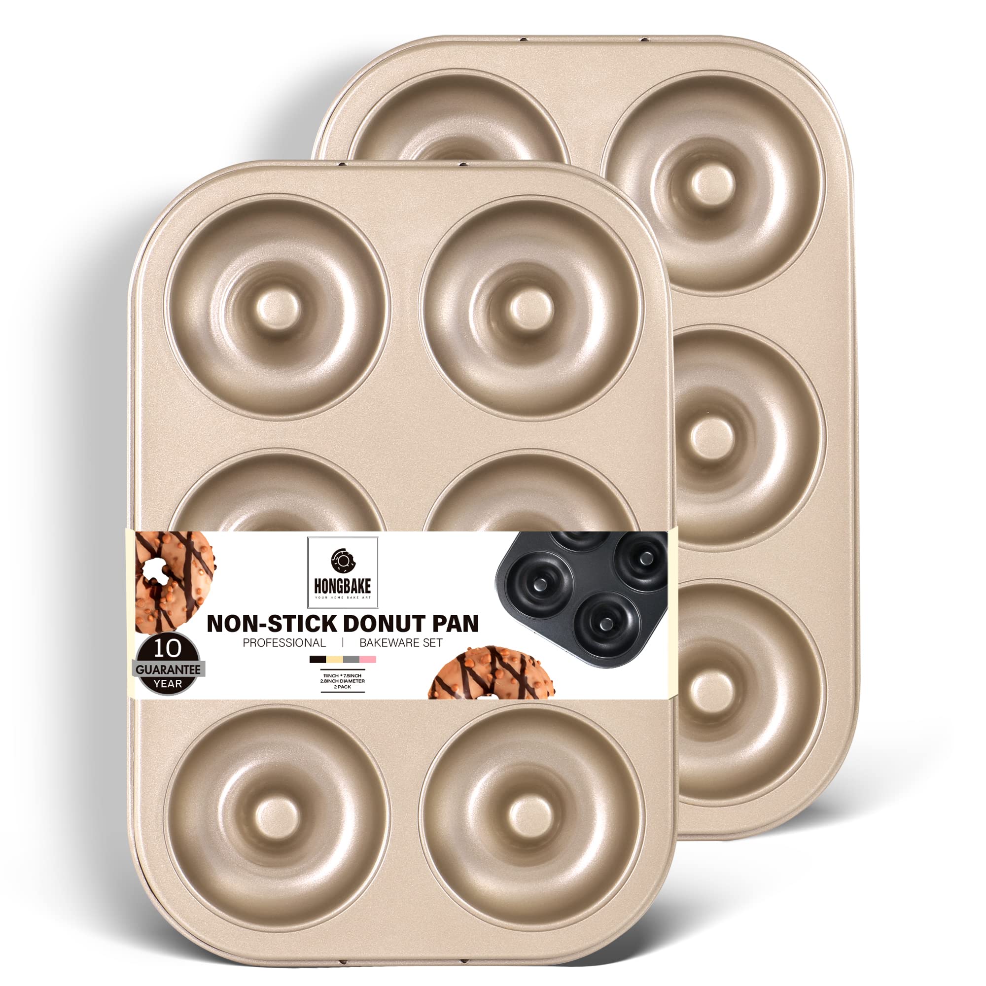 Snapklik.com : HONGBAKE Nonstick Donut Pans For Baking, 2-Pack 6 Cavity ...