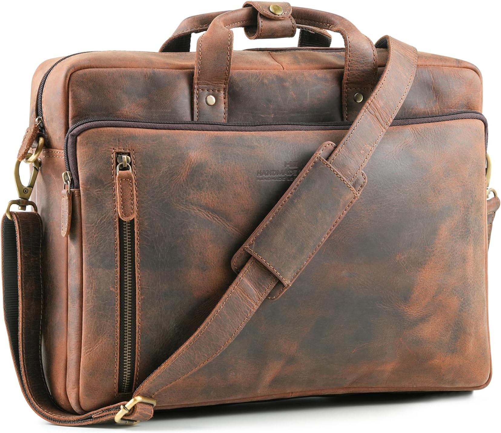 Amazon.com: Leather briefcase 18 Inch Laptop Messenger Bags for Men and ...