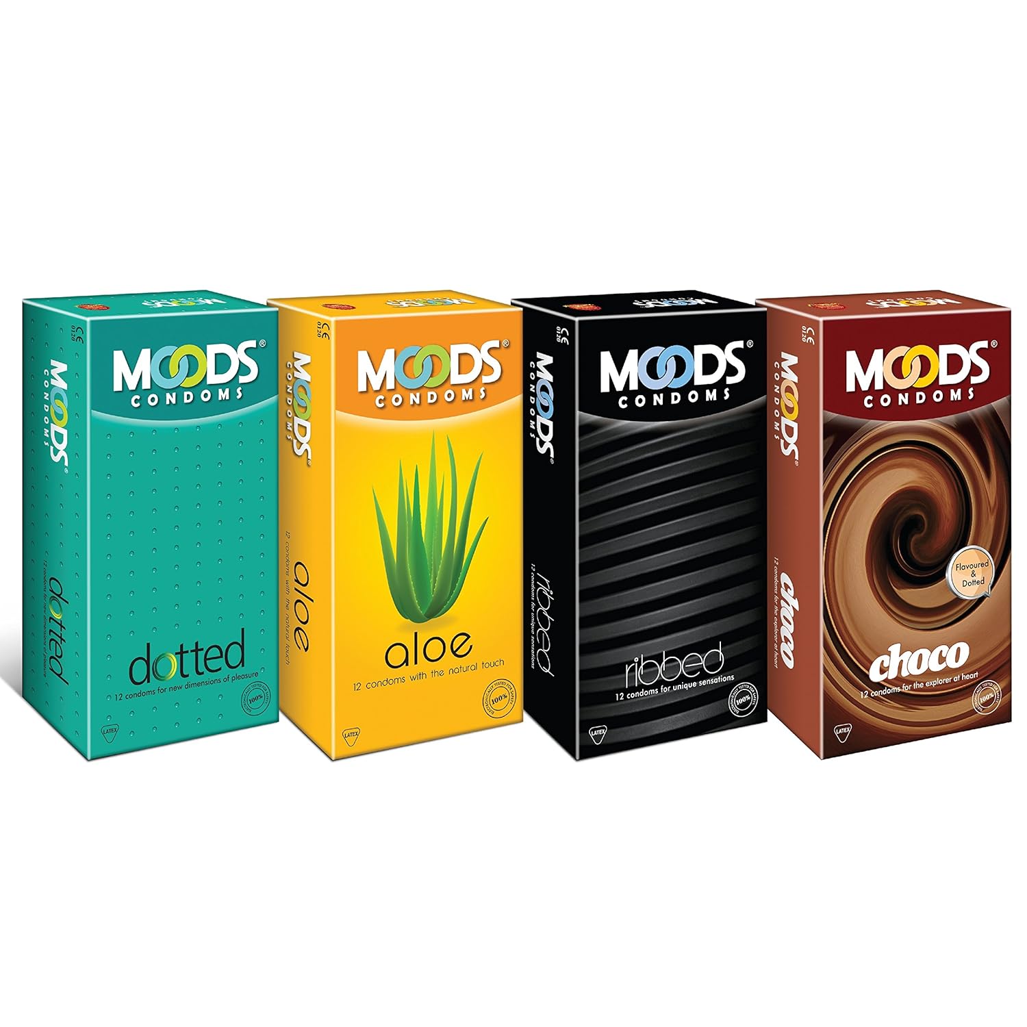 Buy Moods Condoms Combo (Dotted - 12 Count, Aloe - 12 Count, Ribbed ...