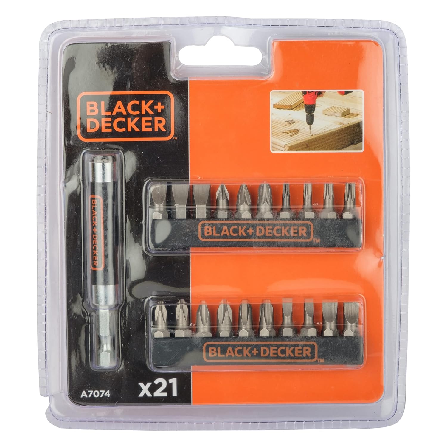 BLACK+DECKER A7074 20-Piece Screwdriver Bit Set with Magnetic Drive ...