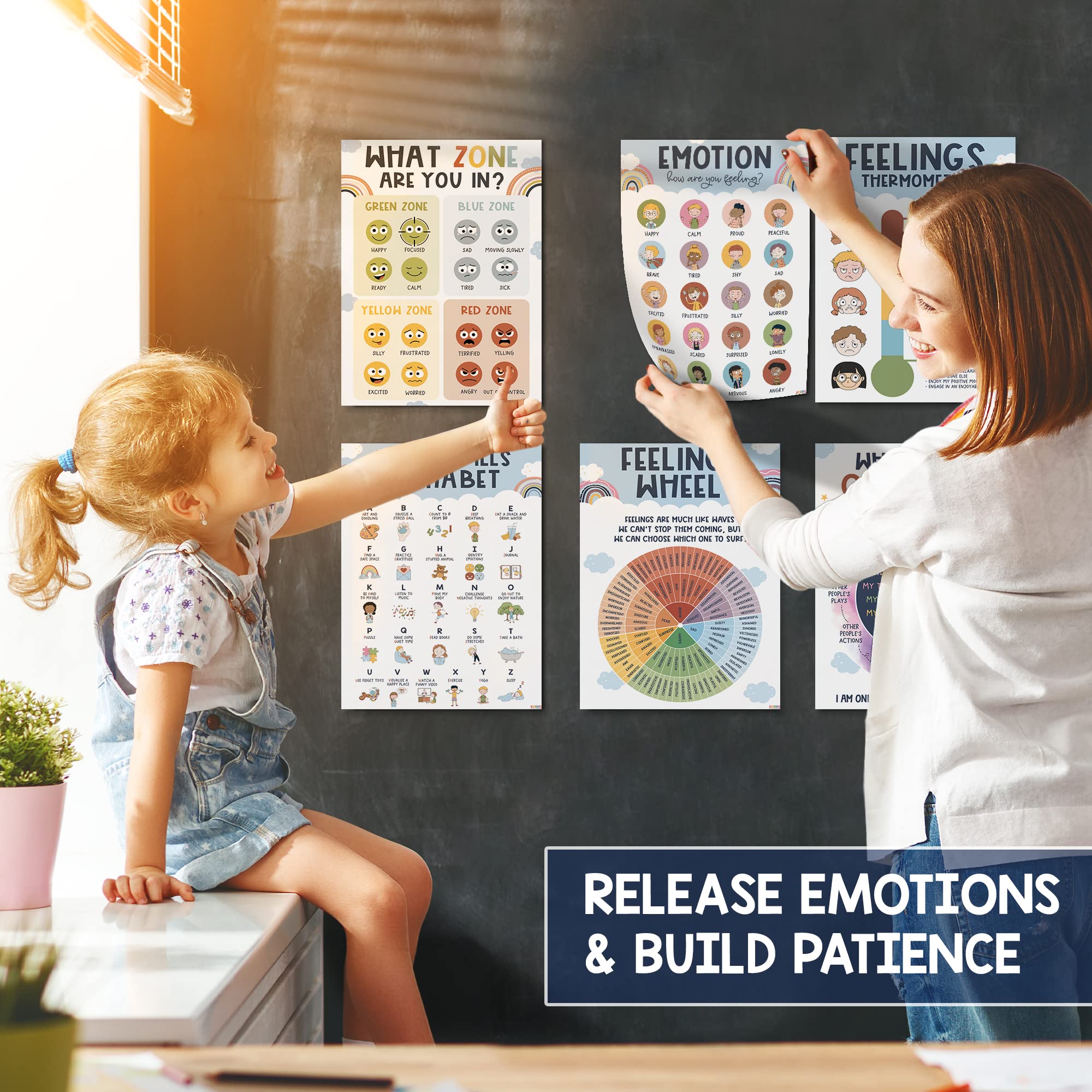 Snapklik.com : 6 Boho Calming Corner Classroom Posters, Feelings Wheel ...