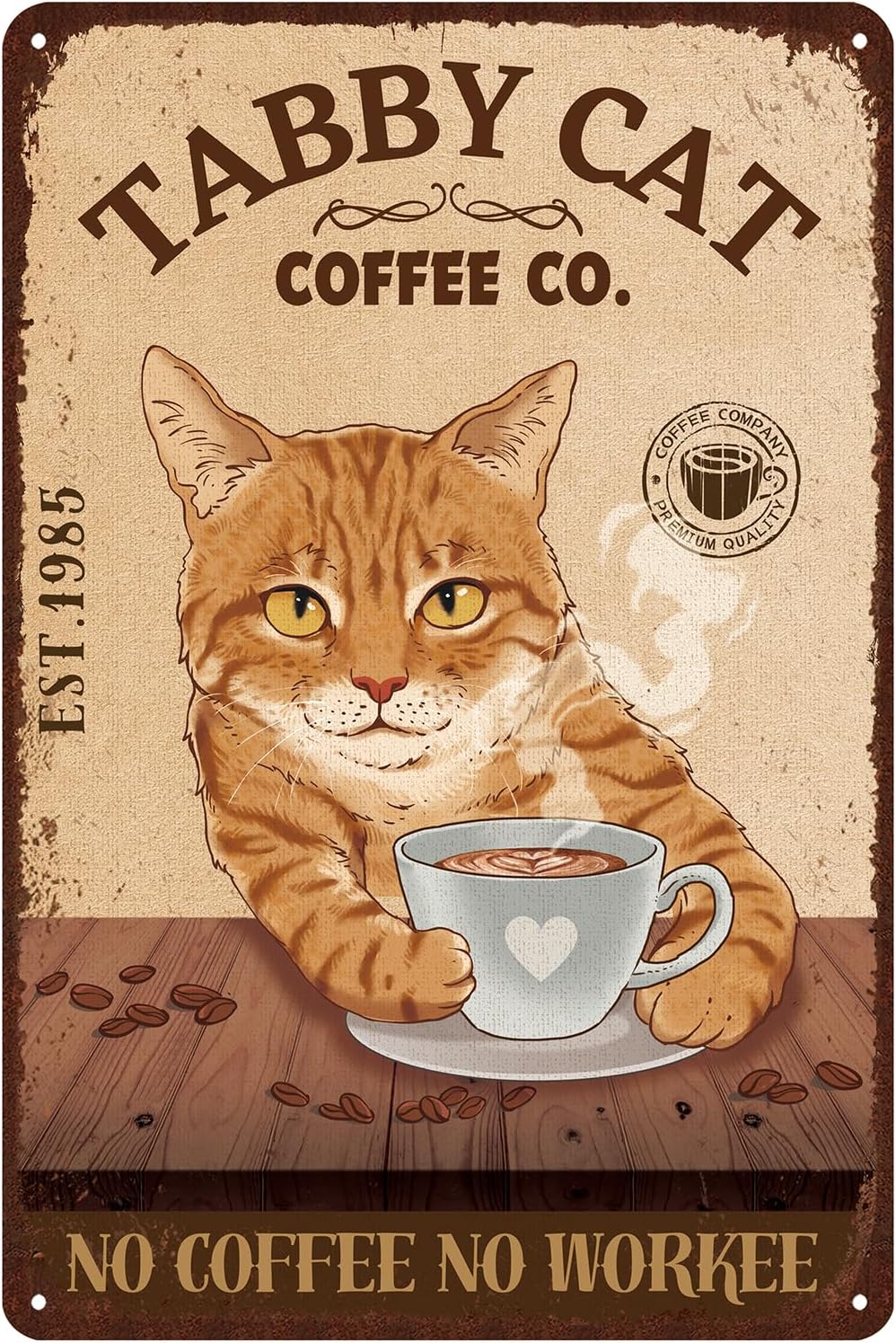 Amazon.com: Retro Cat Metal Sign Vintage Coffee Bar Tin Signs Funny ...