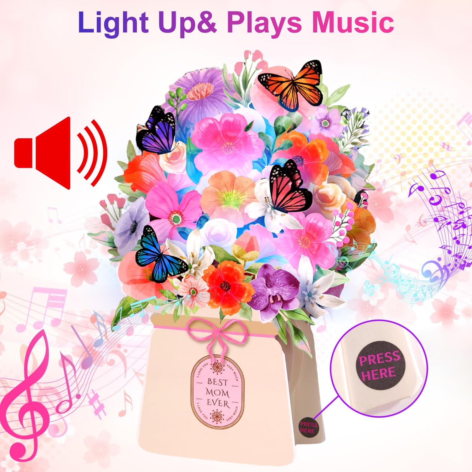 Snapklik.com : LIGHTS & MUSIC Mothers Day Pop Up Card, Orchid, Lily And ...