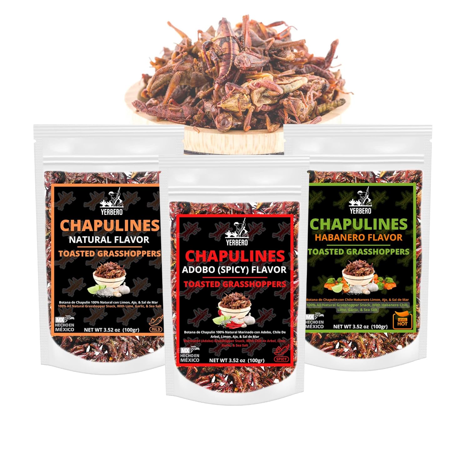 Amazon.com : Yerbero - The Oaxacan Chapulin Bundle | 3 Bags (Habanero ...