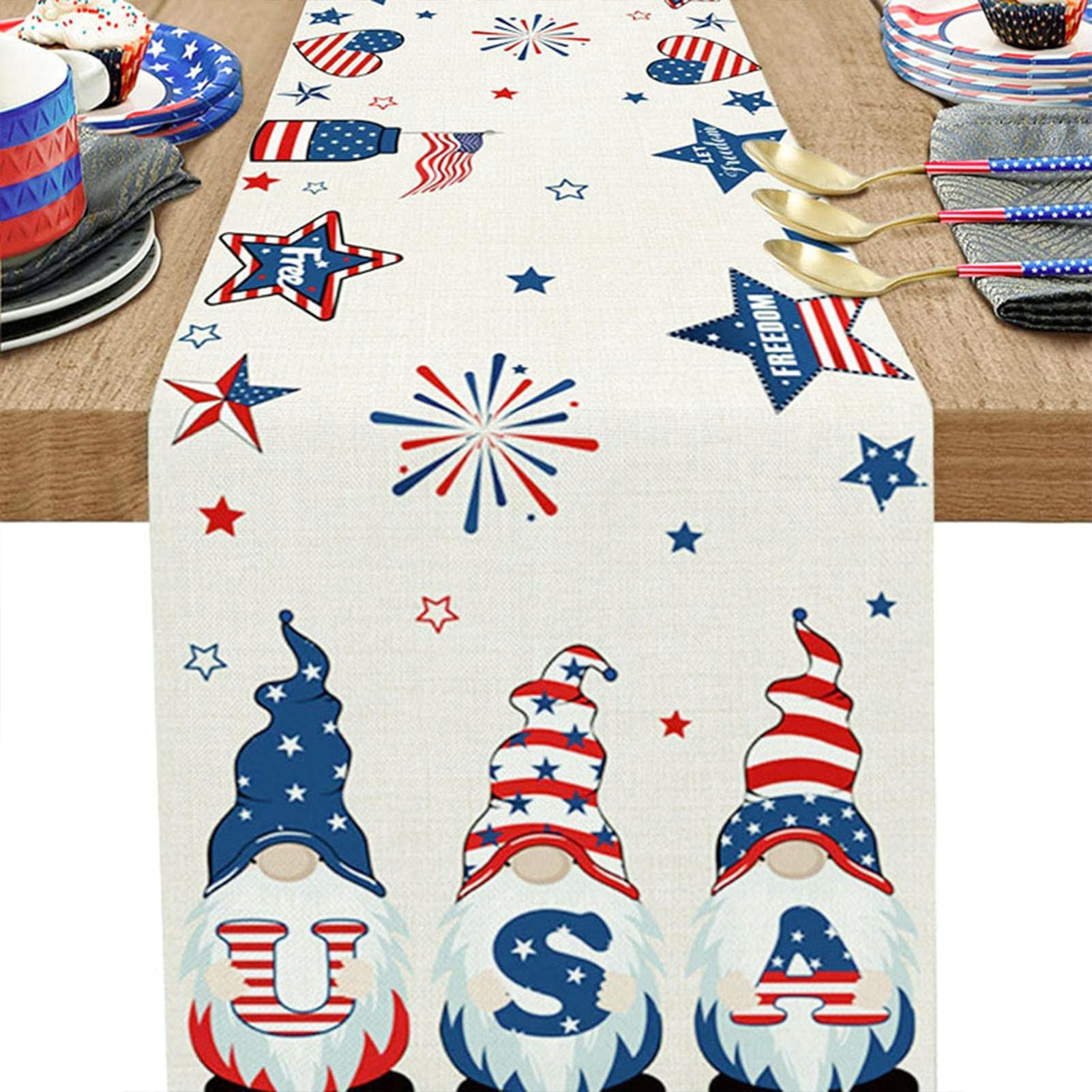 Amazon.com: ARKENY 4th of July Patriotic Table Runner 72 Inches Red ...