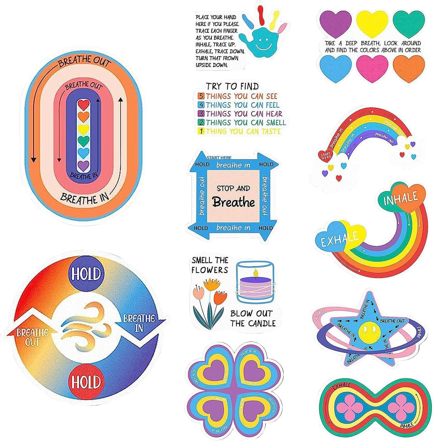 Sensory Stickers - Breathing Stickers - Anti-Stress Sensory Rainbow ...