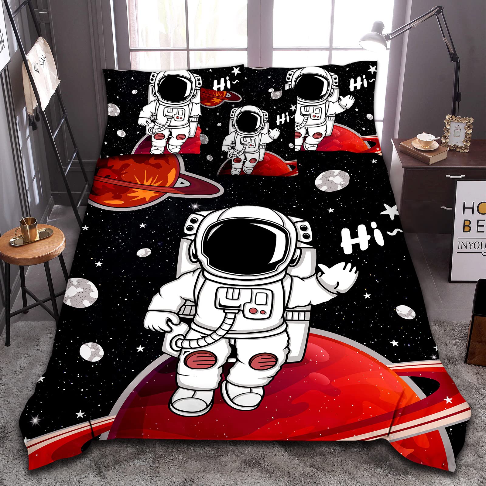 Amazon.com: Tasselily Astronaut Full Comforter Set with Sheet, Space ...